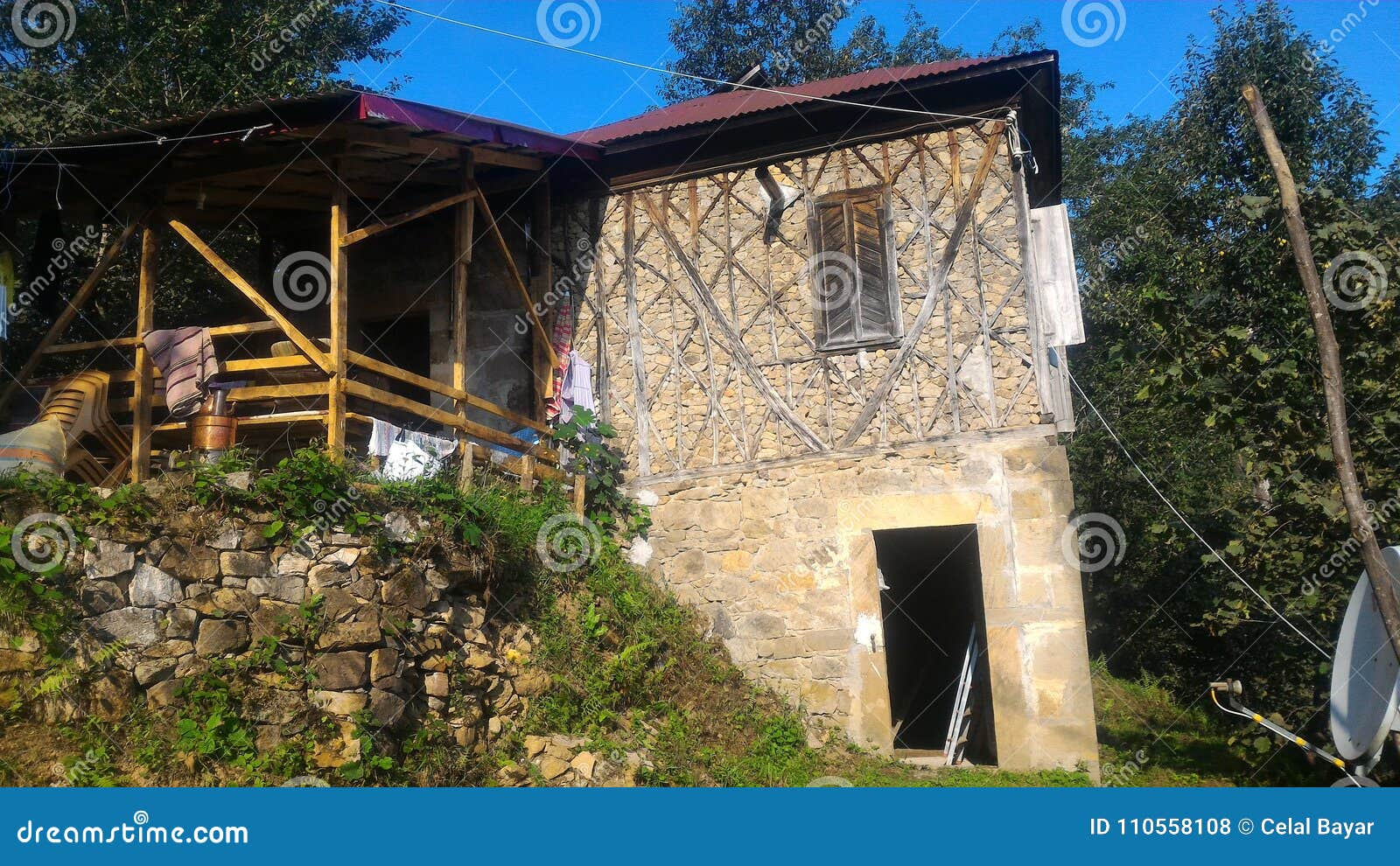 Hazelnut trees and house stock photo. Image of view - 110558108