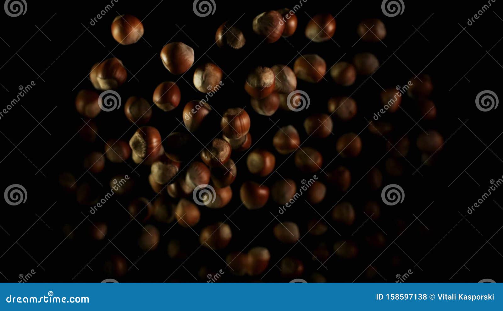 Hazelnuts Flying after Being Exploded. Pile of Tree Nuts Bouncing and ...