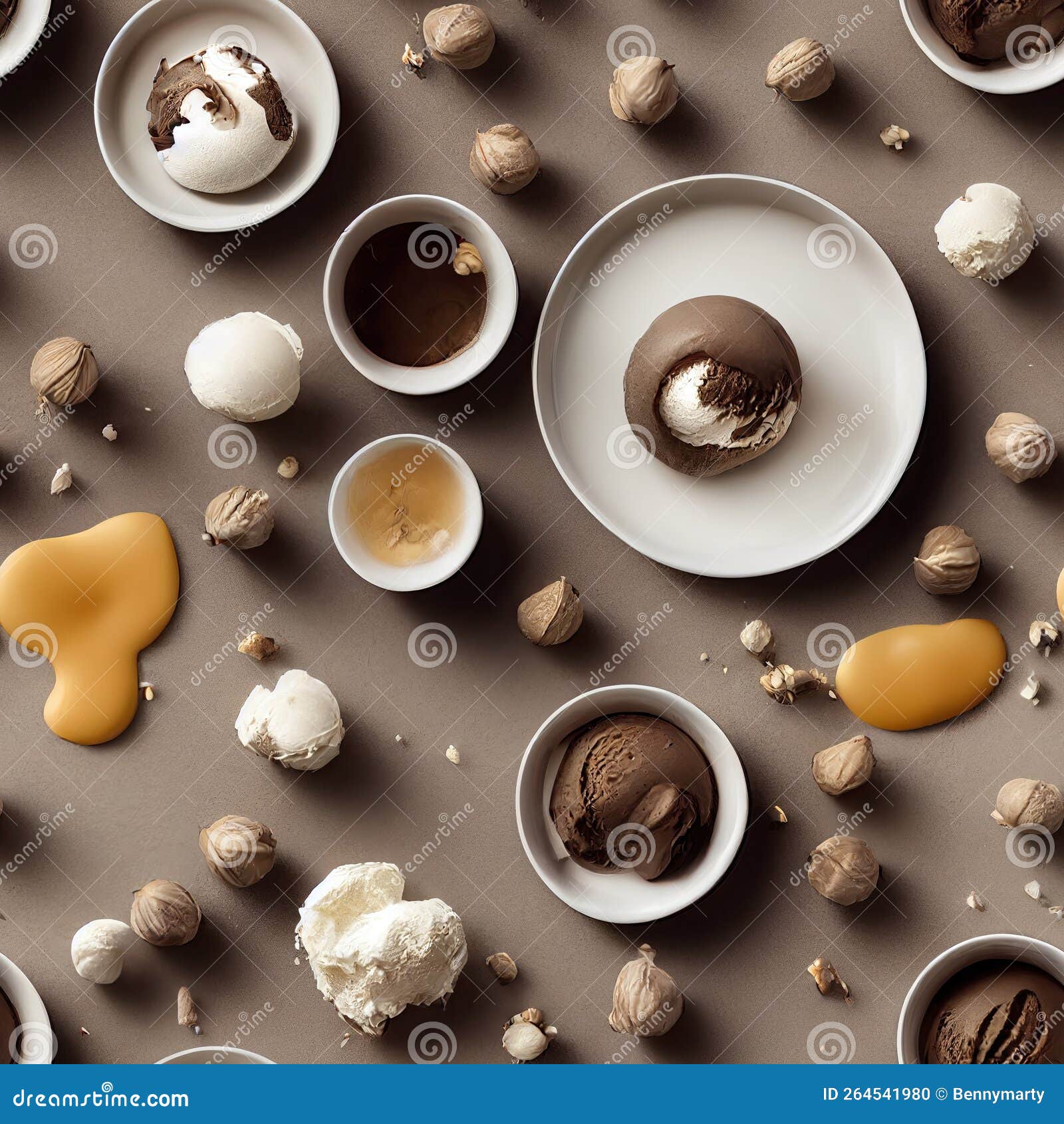 Hazelnuts Ice Cream on Seamless Texture Tile Stock Illustration ...