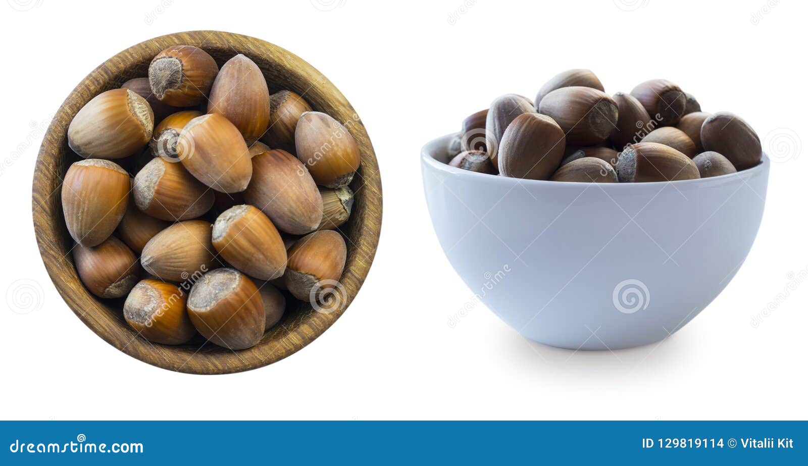 Hazelnuts Isolated on White Background. Hazelnuts in a Bowl with Copy ...