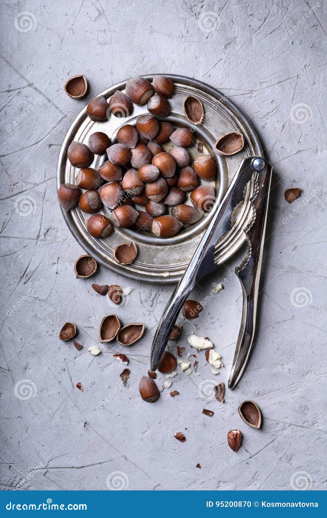 Hazelnuts with a Nut Cracker, Healthy Snack. Close Up. Stock Photo ...