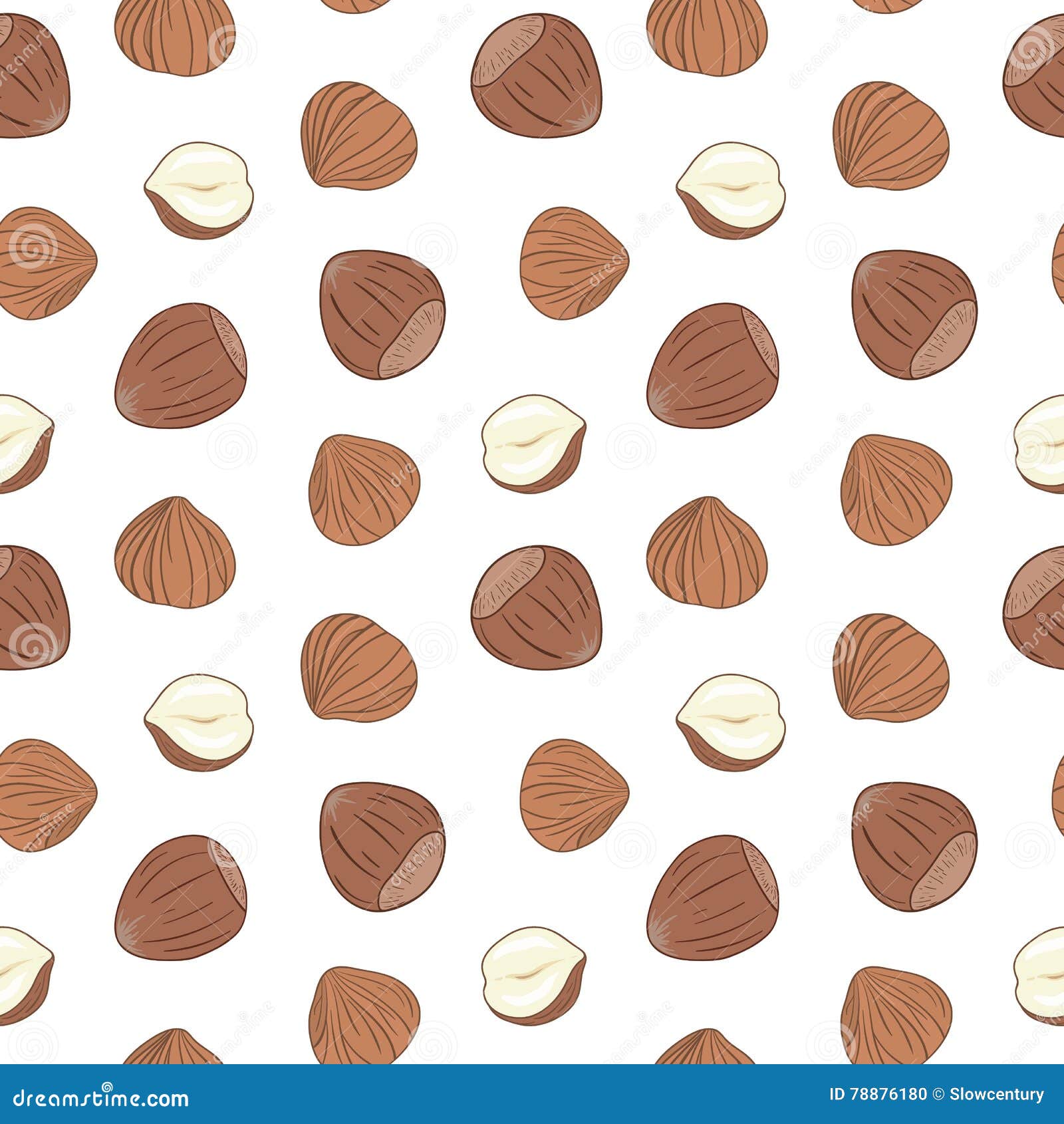 Hazelnuts Seamless Pattern. Hand Drawn Vector. Stock Vector ...