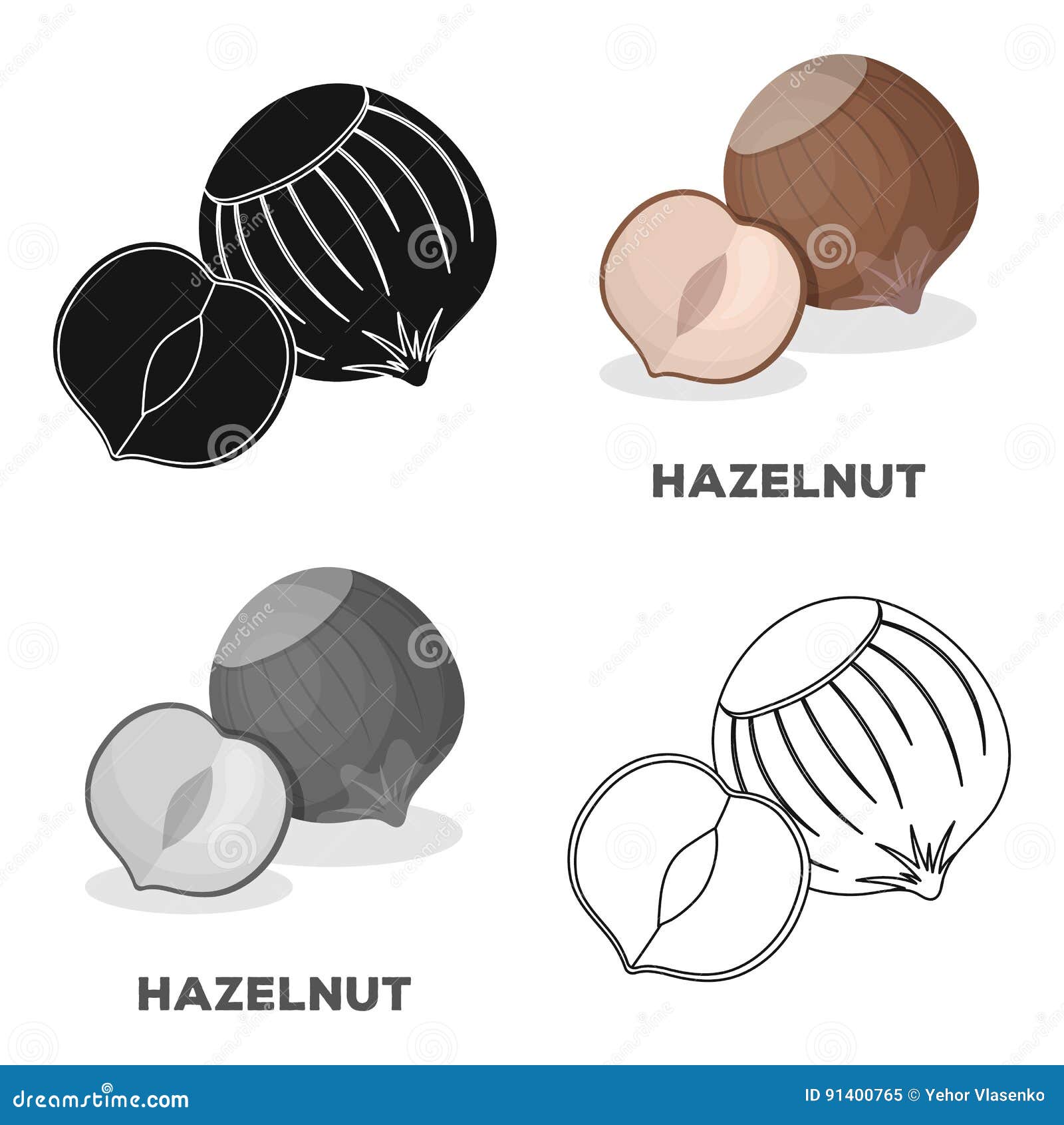 Hazelnuts in Shell.Different Kinds of Nuts Single Icon in Cartoon Style ...