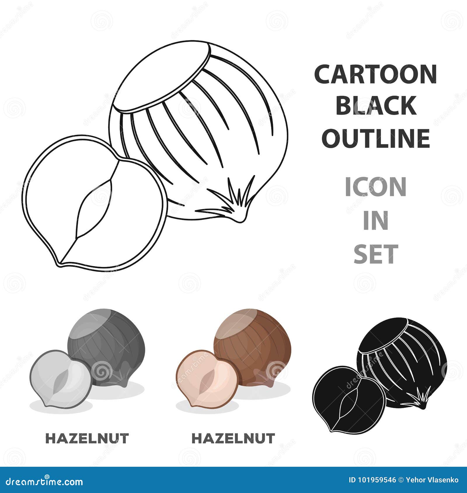 Hazelnuts in Shell.Different Kinds of Nuts Single Icon in Cartoon Style ...