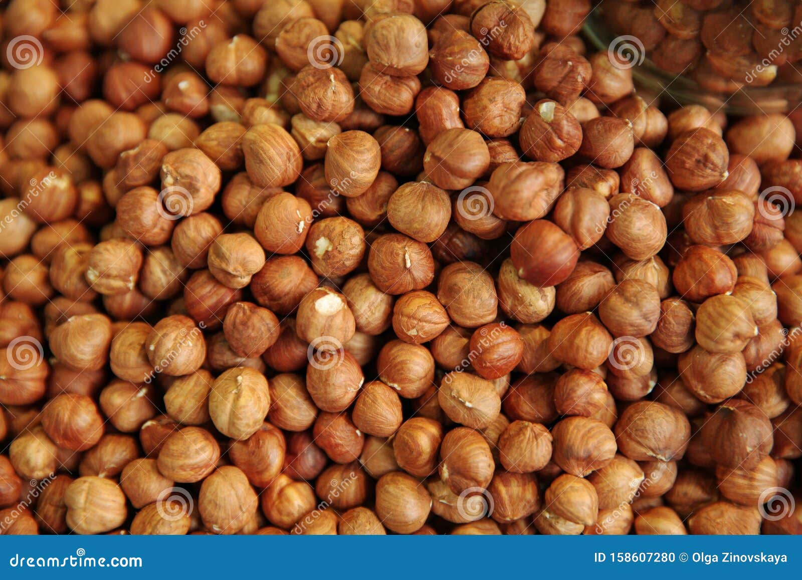 Hazelnuts without Shells. Background of Many Crop Nuts Stock Photo ...