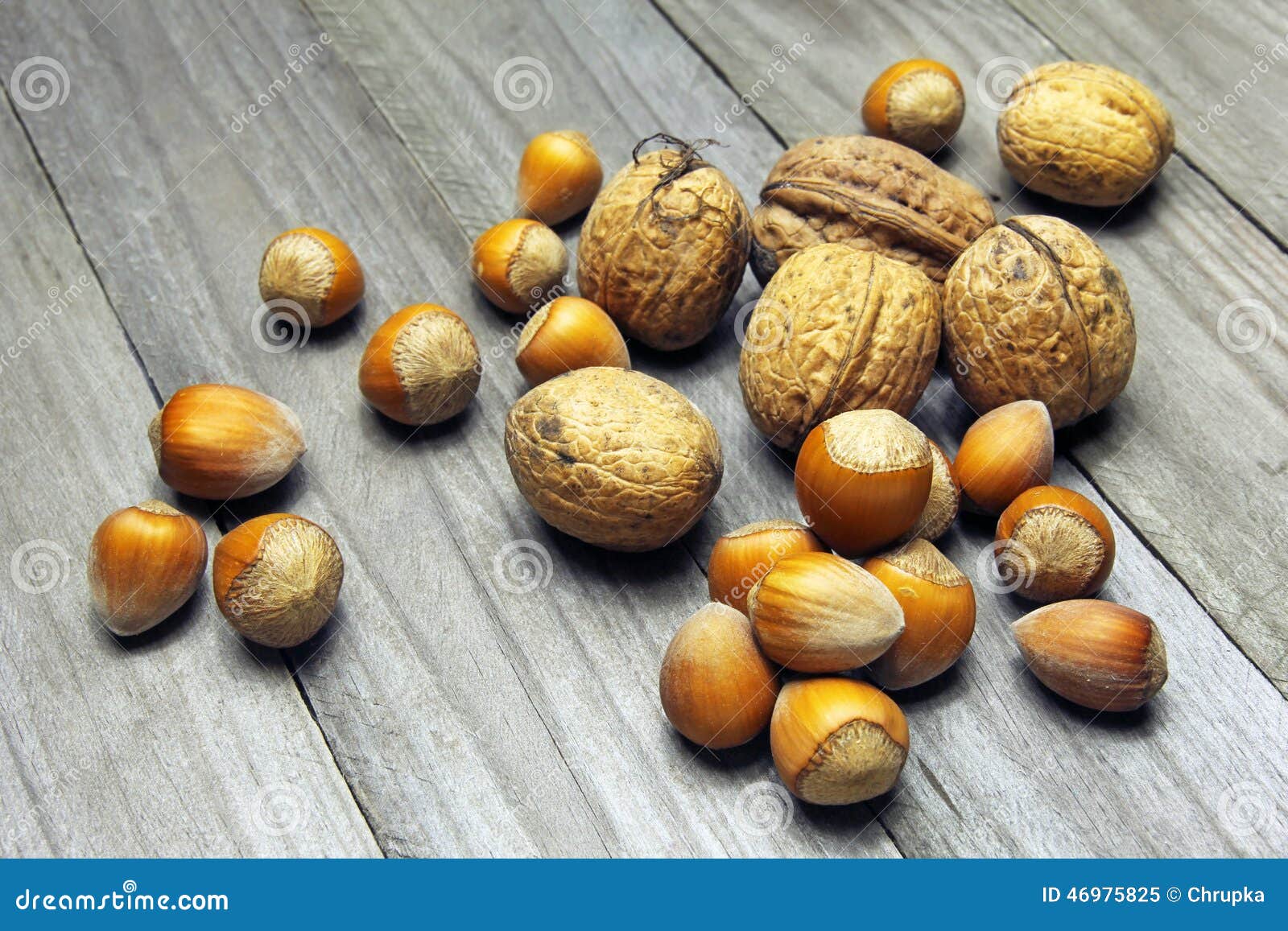 Hazelnuts and Walnuts on Wood Background Stock Image - Image of nuts ...