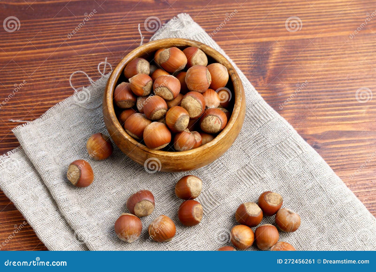 Hazelnuts on Wooden Table. Heap or Stack of Hazelnuts. Stock Image ...