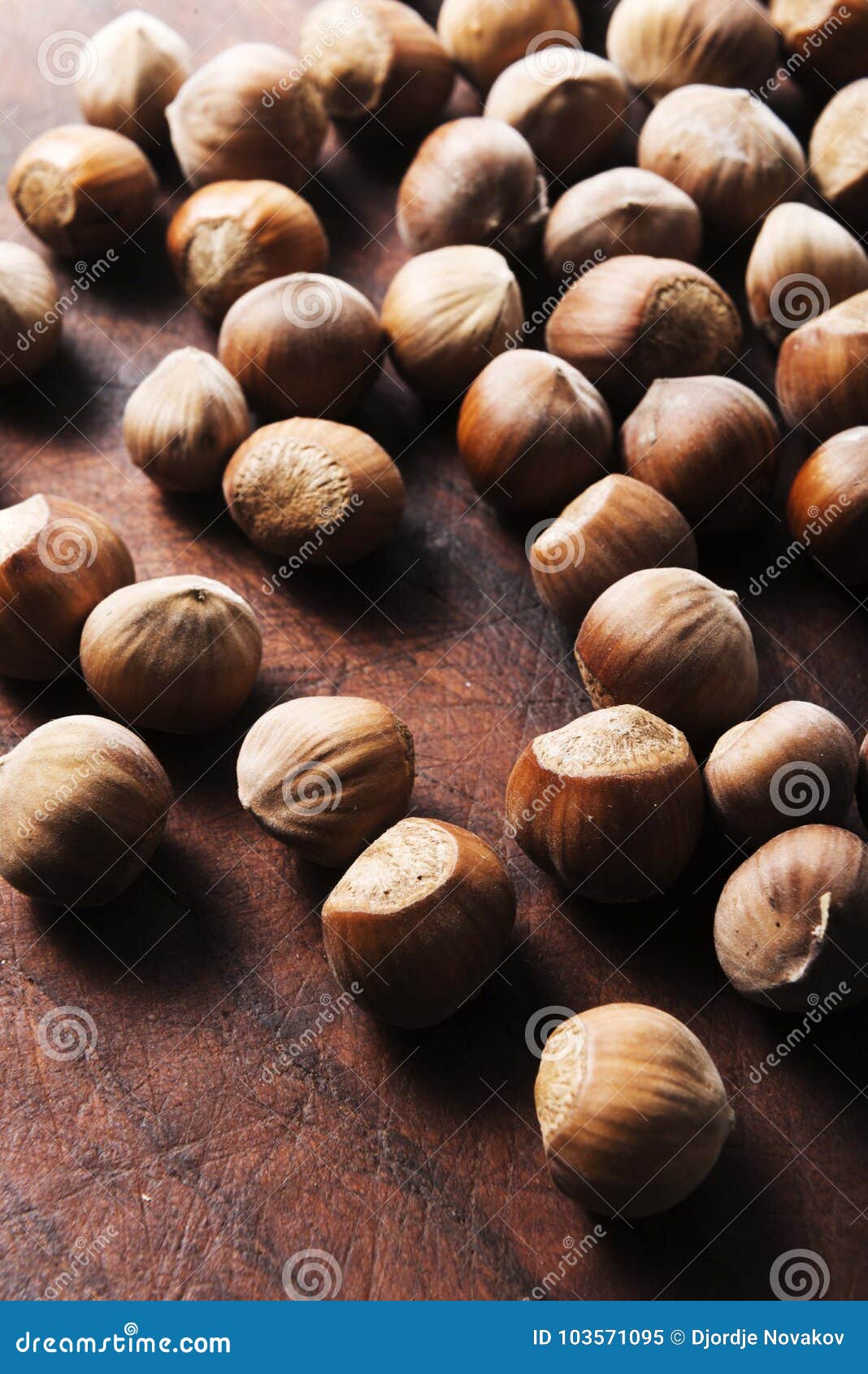 Hazelnuts on Dark Wooden Background Stock Image - Image of view, studio ...