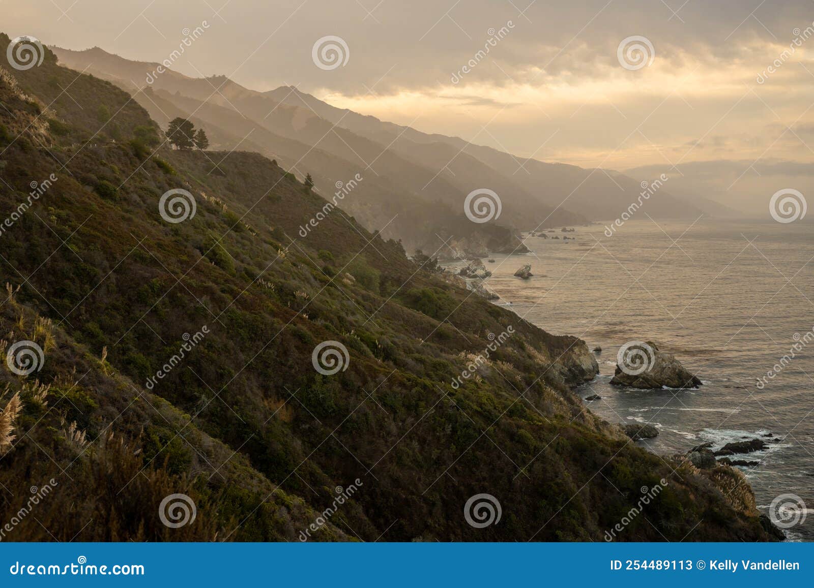 Hazy Cliffs Drop into the Pacific Ocean Along the California Coast ...