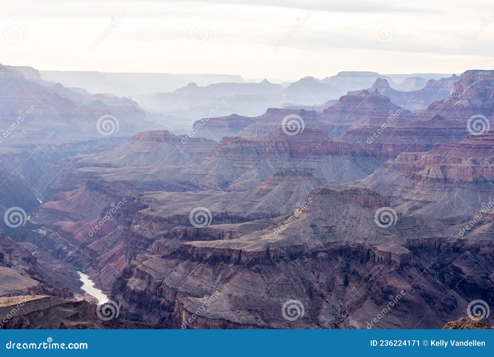 Hazy Layers of the Grand Canyon Pyramids Stock Image - Image of ...