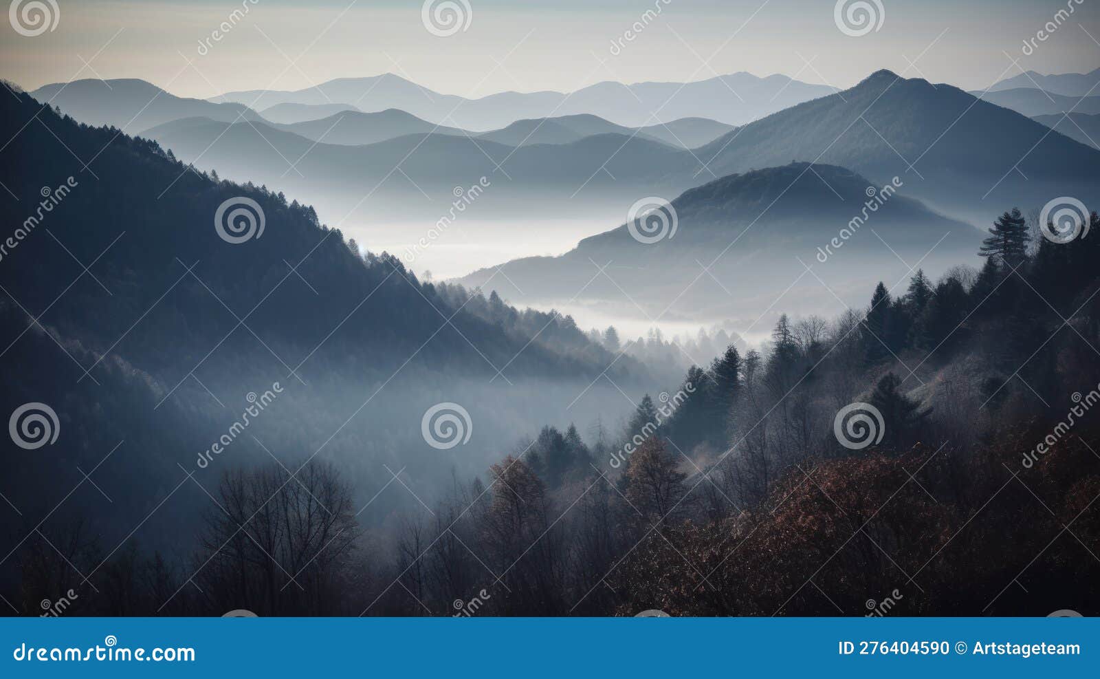 Hazy Mist on a Distant Mountain Range. AI Generated Stock Illustration ...