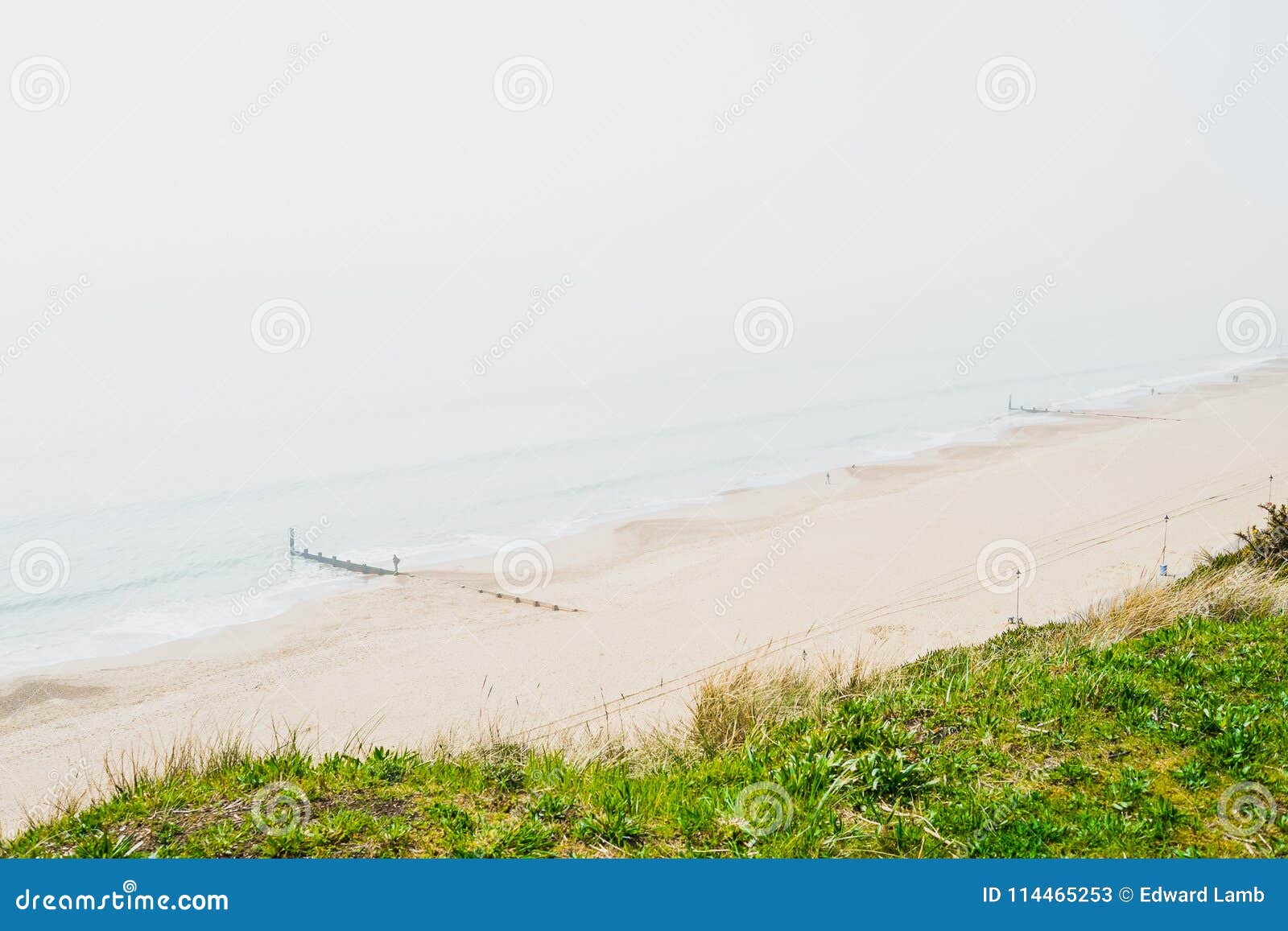 A Hazy View of the Sea Mist on an English Beach Stock Image - Image of ...