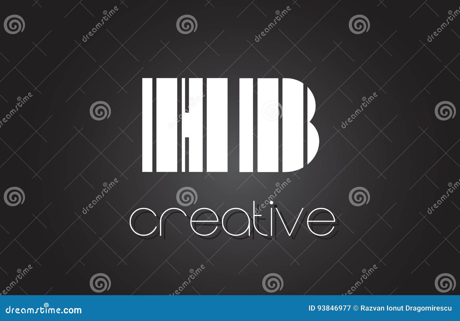 HB H B Letter Logo Design With White And Black Lines. Cartoon Vector ...