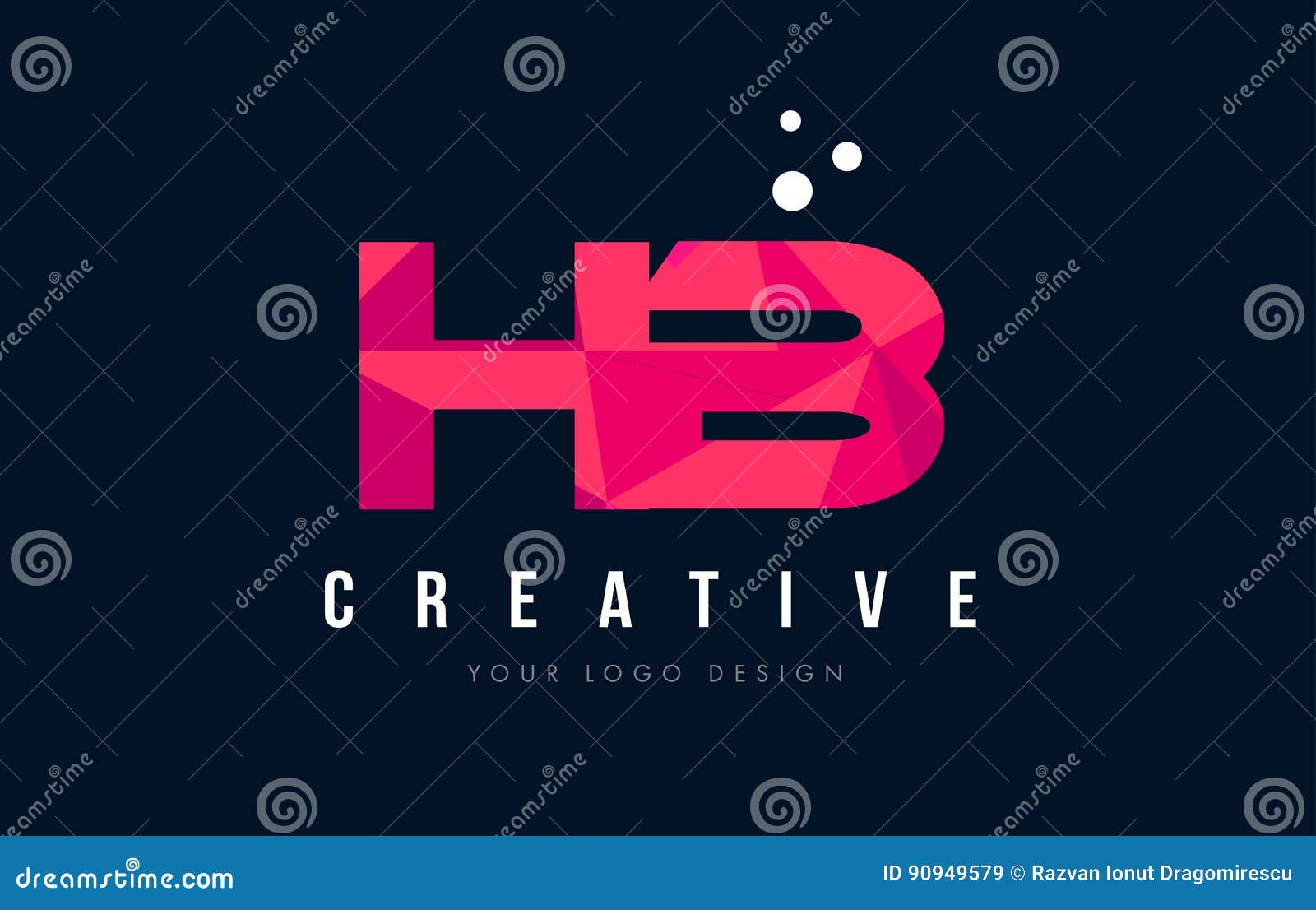 HB H B Letter Logo with Purple Low Poly Pink Triangles Concept Stock ...