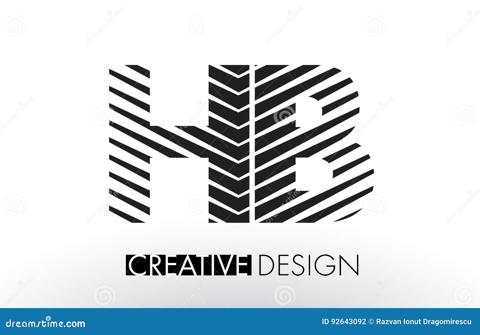 HB H B Lines Letter Design with Creative Elegant Zebra Stock Vector ...