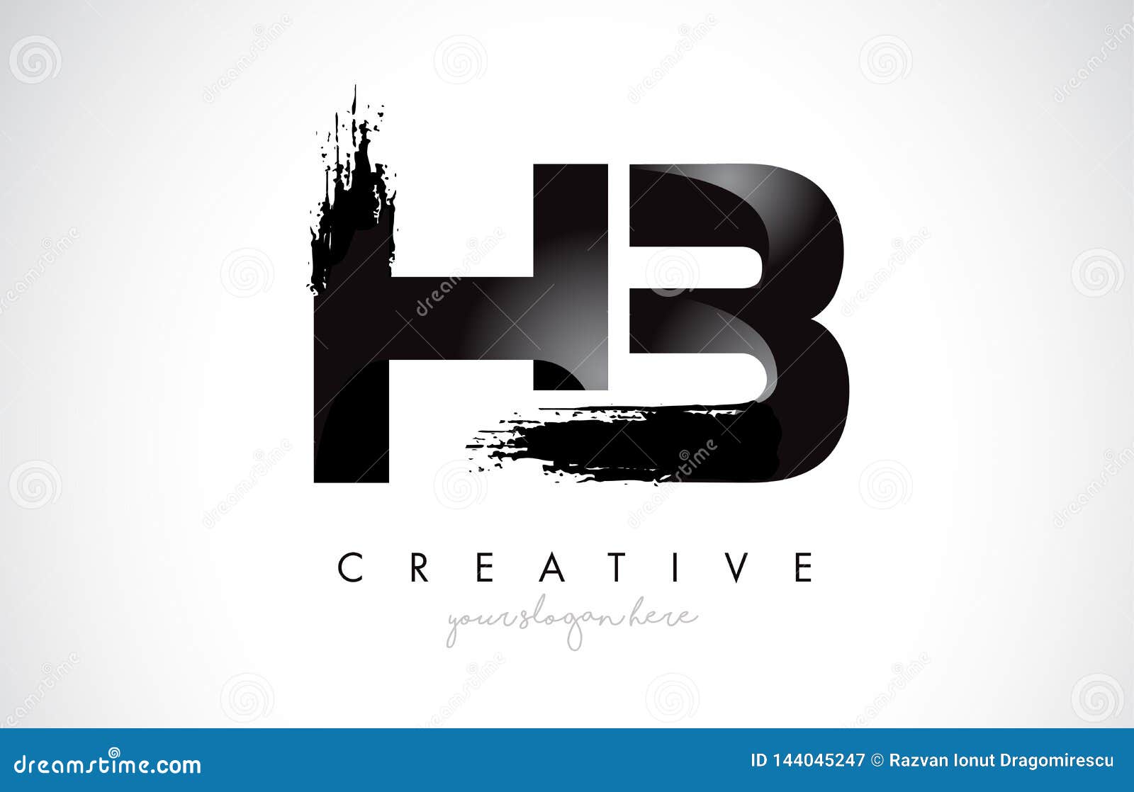 HB Letter Design with Brush Stroke and Modern 3D Look Stock Vector ...