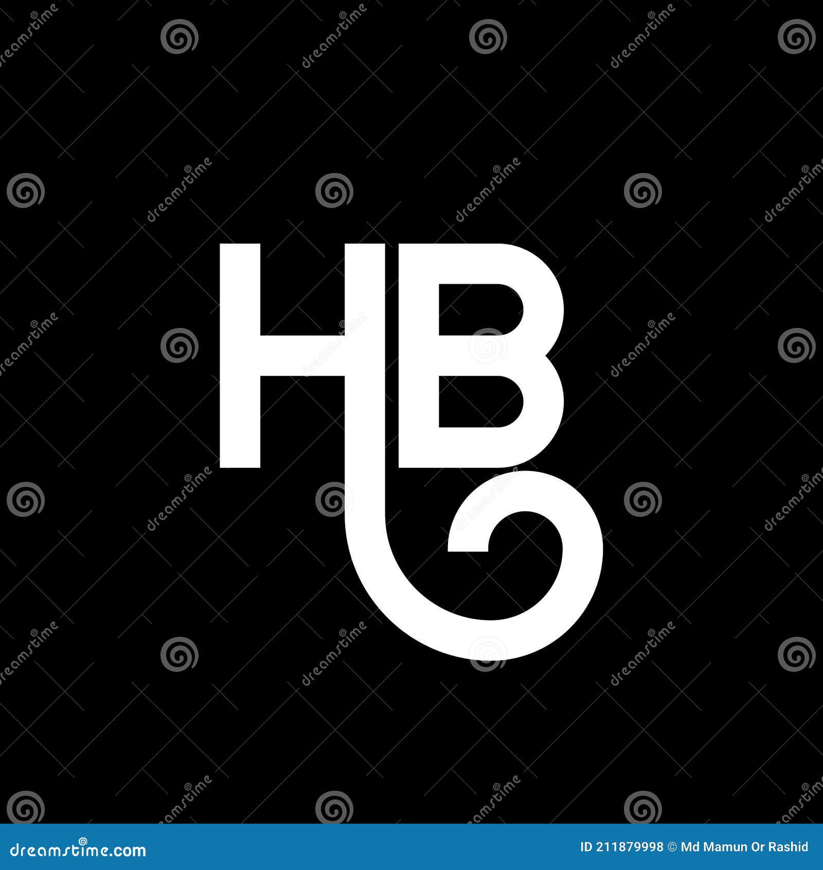 HB Letter Logo Design on Black Background. HB Creative Initials Letter ...