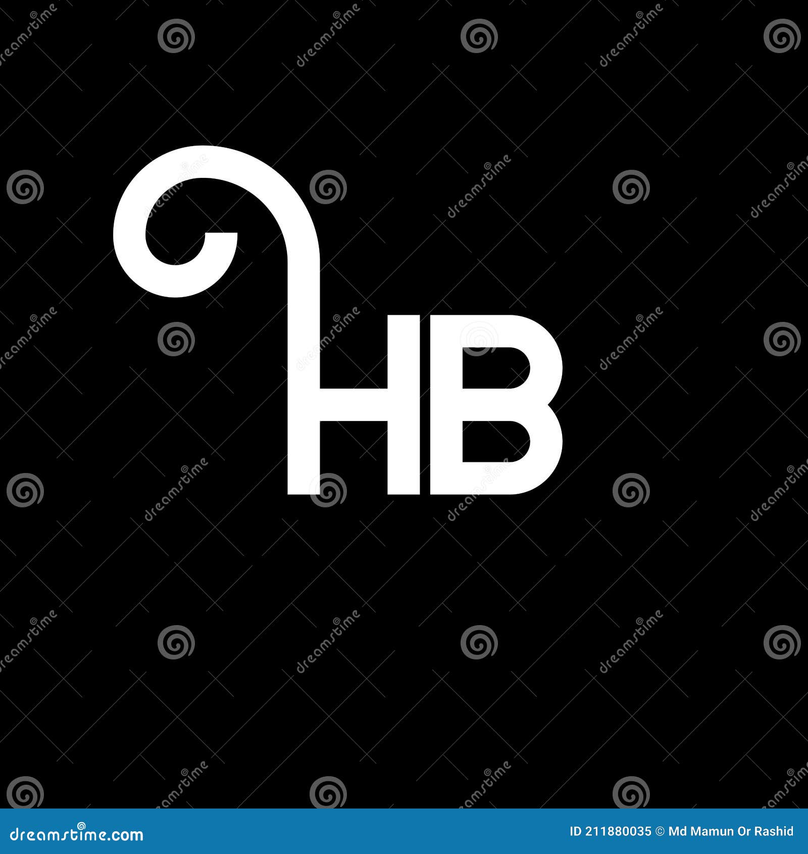 HB Letter Logo Design on Black Background. HB Creative Initials Letter ...