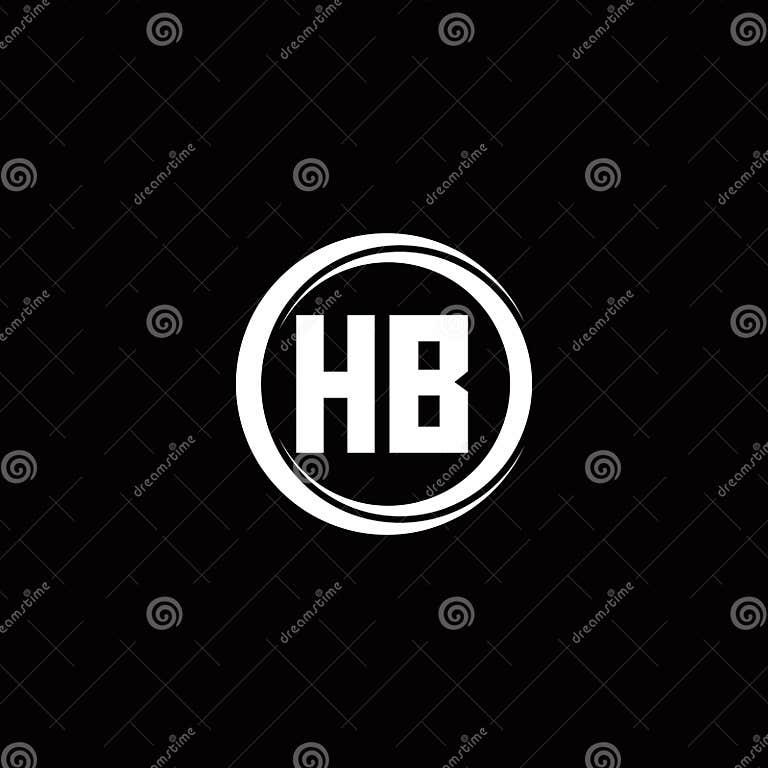 HB Logo Initial Letter Monogram with Circle Slice Rounded Design ...