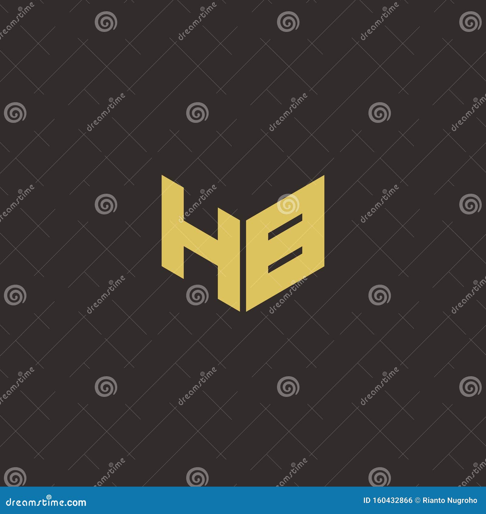 HB Logo Letter Initial Logo Designs Template with Gold and Black ...