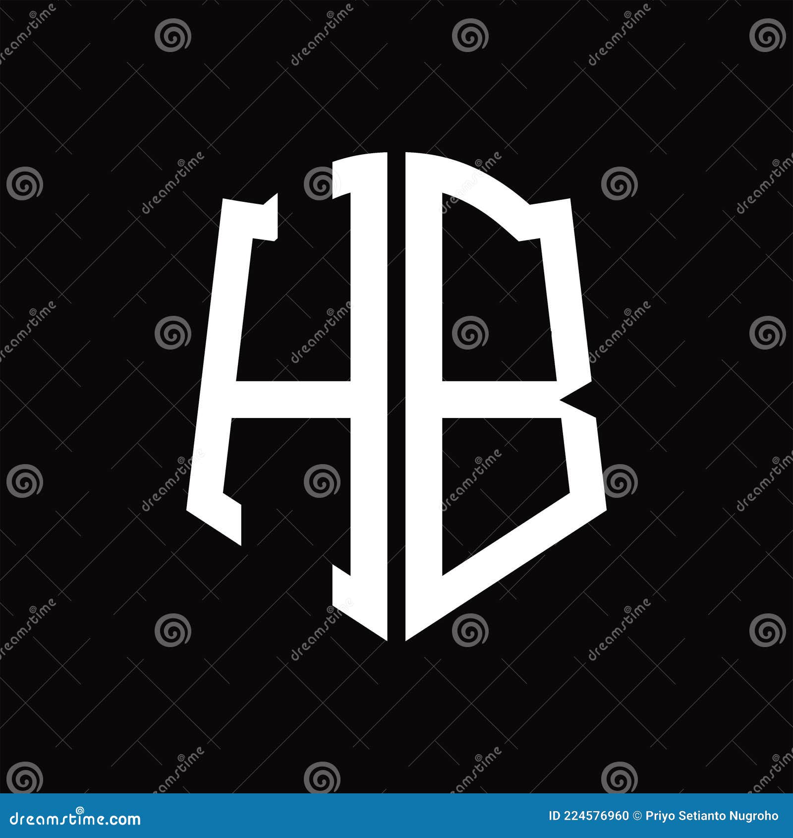 HB Logo Monogram with Shield Shape Ribbon Design Template Stock Vector - Illustration of white ...