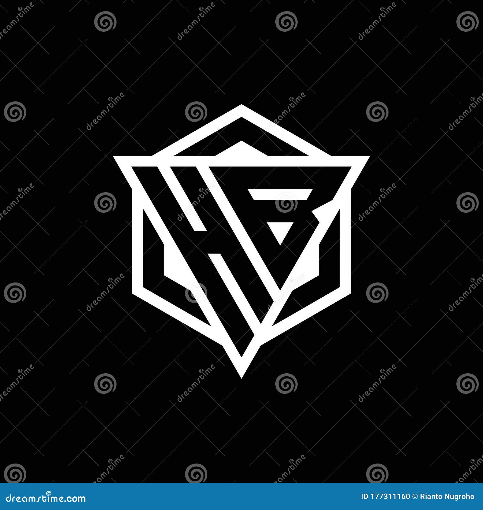 HB Logo Monogram with Triangle and Hexagon Shape Combination Stock ...