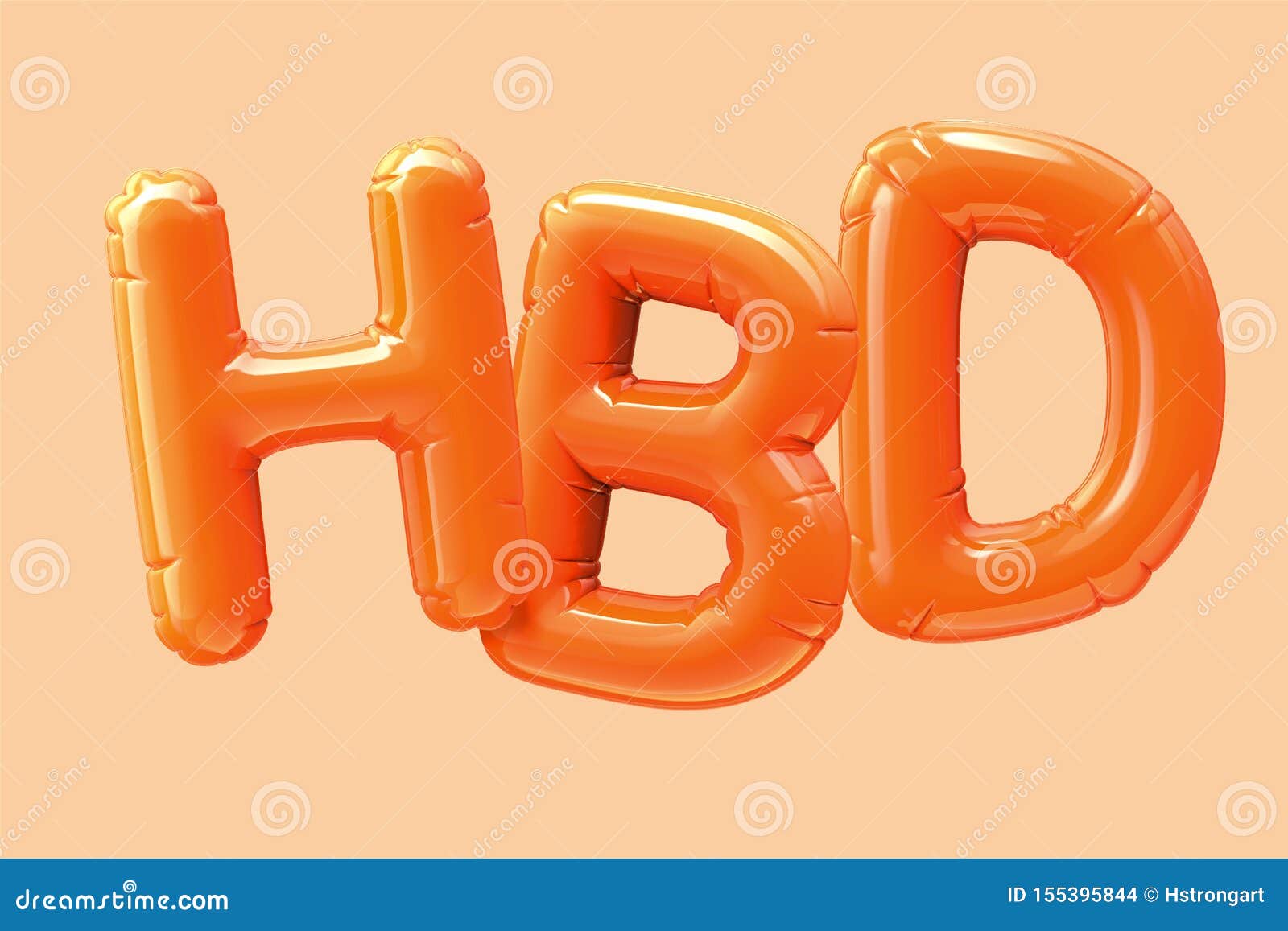 HBD orange foil balloon stock illustration. Illustration of glossy ...