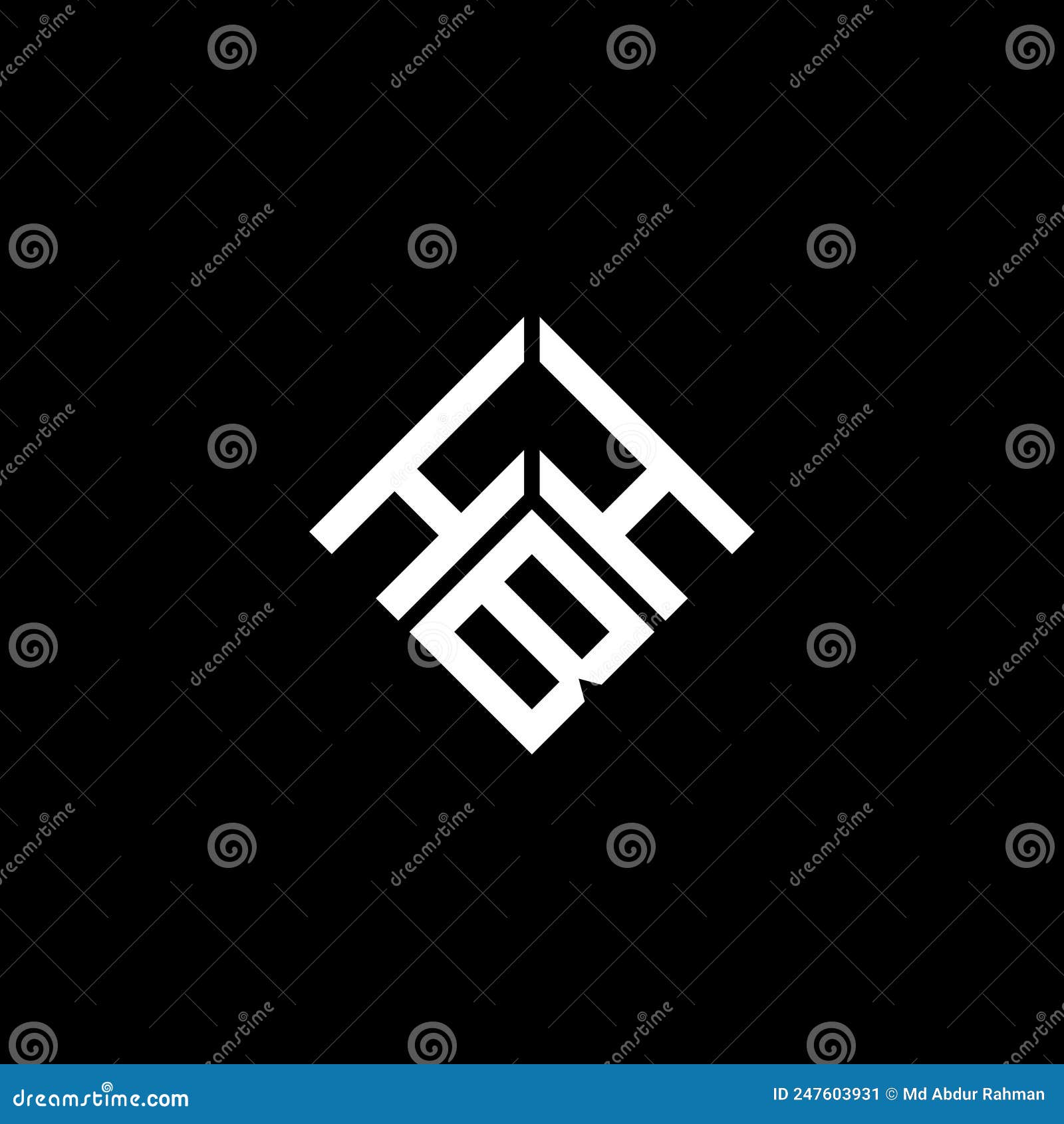 HBH Letter Logo Design on Black Background. HBH Creative Initials ...