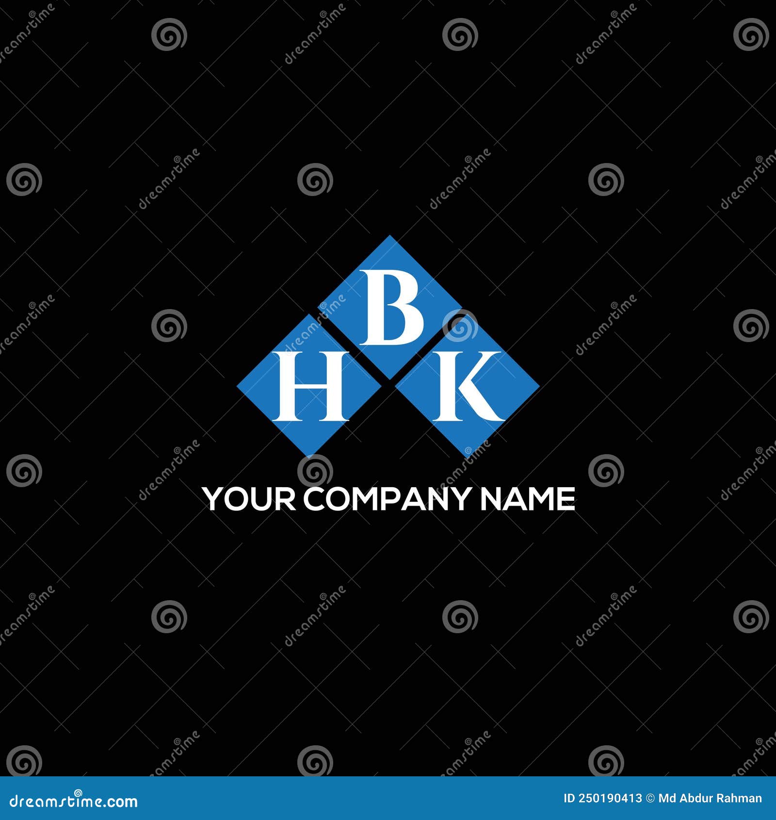 HBK Letter Logo Design on BLACK Background. HBK Creative Initials ...