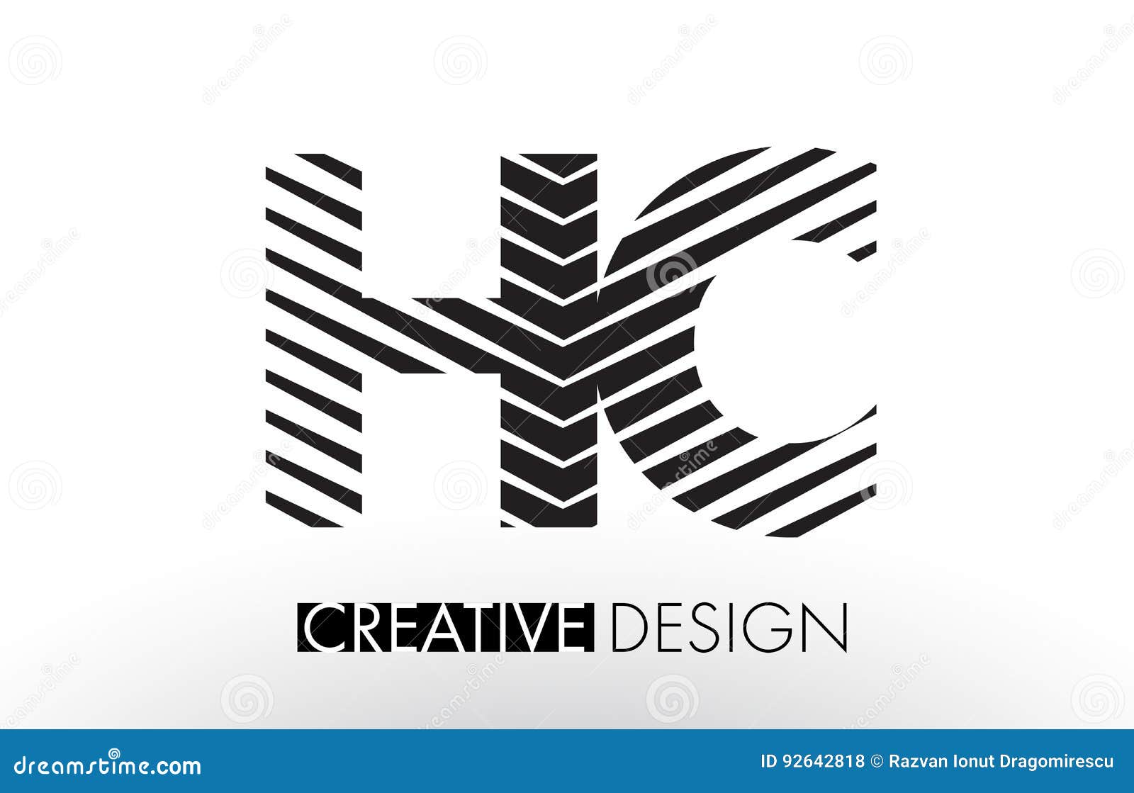 Hc H C Lines Letter Design With Creative Elegant Zebra Vector Illustration