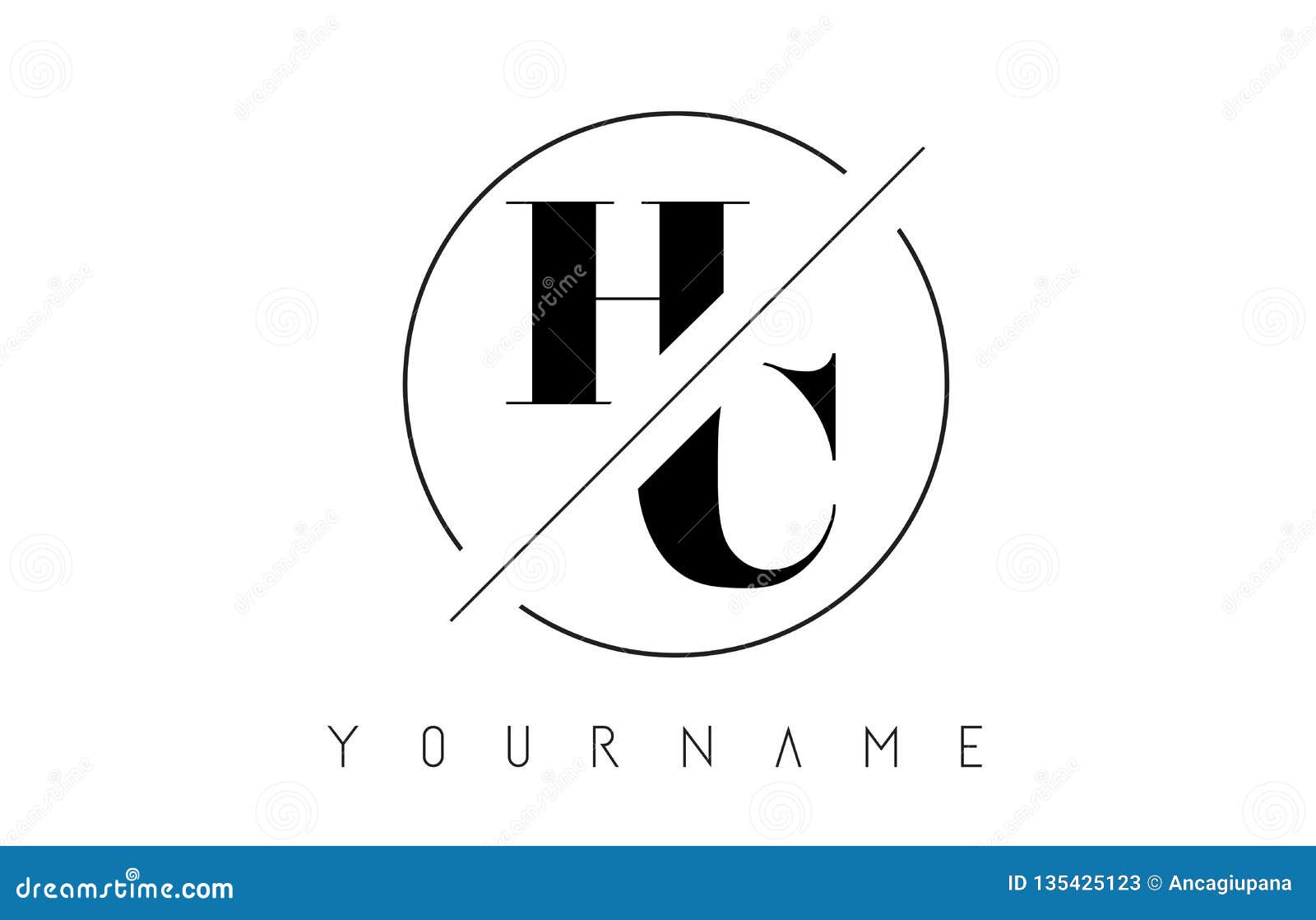 HC Letter Logo with Cutted and Intersected Design Stock Vector ...