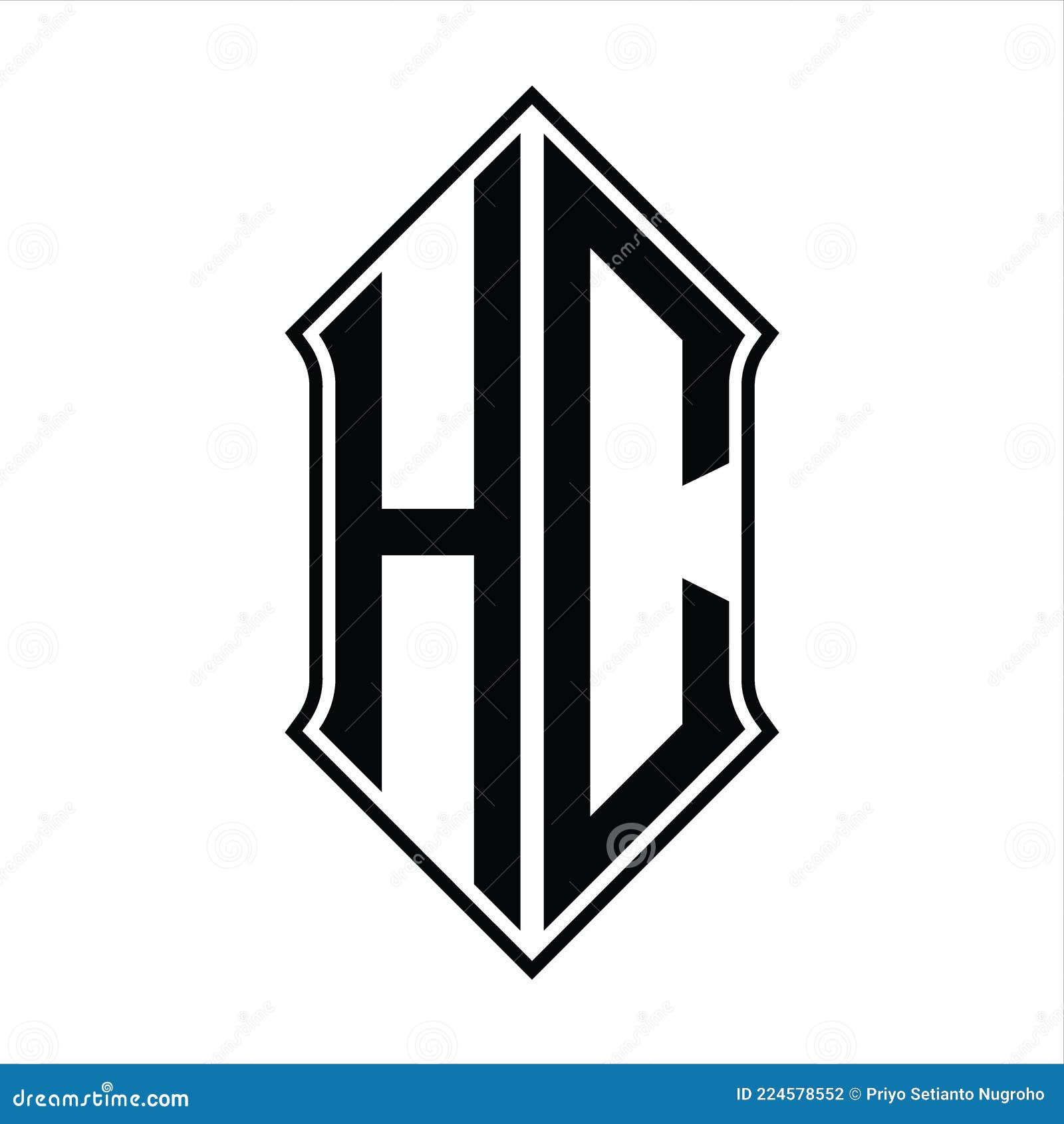 HC Logo Monogram with Shieldshape and Outline Design Template Vector ...