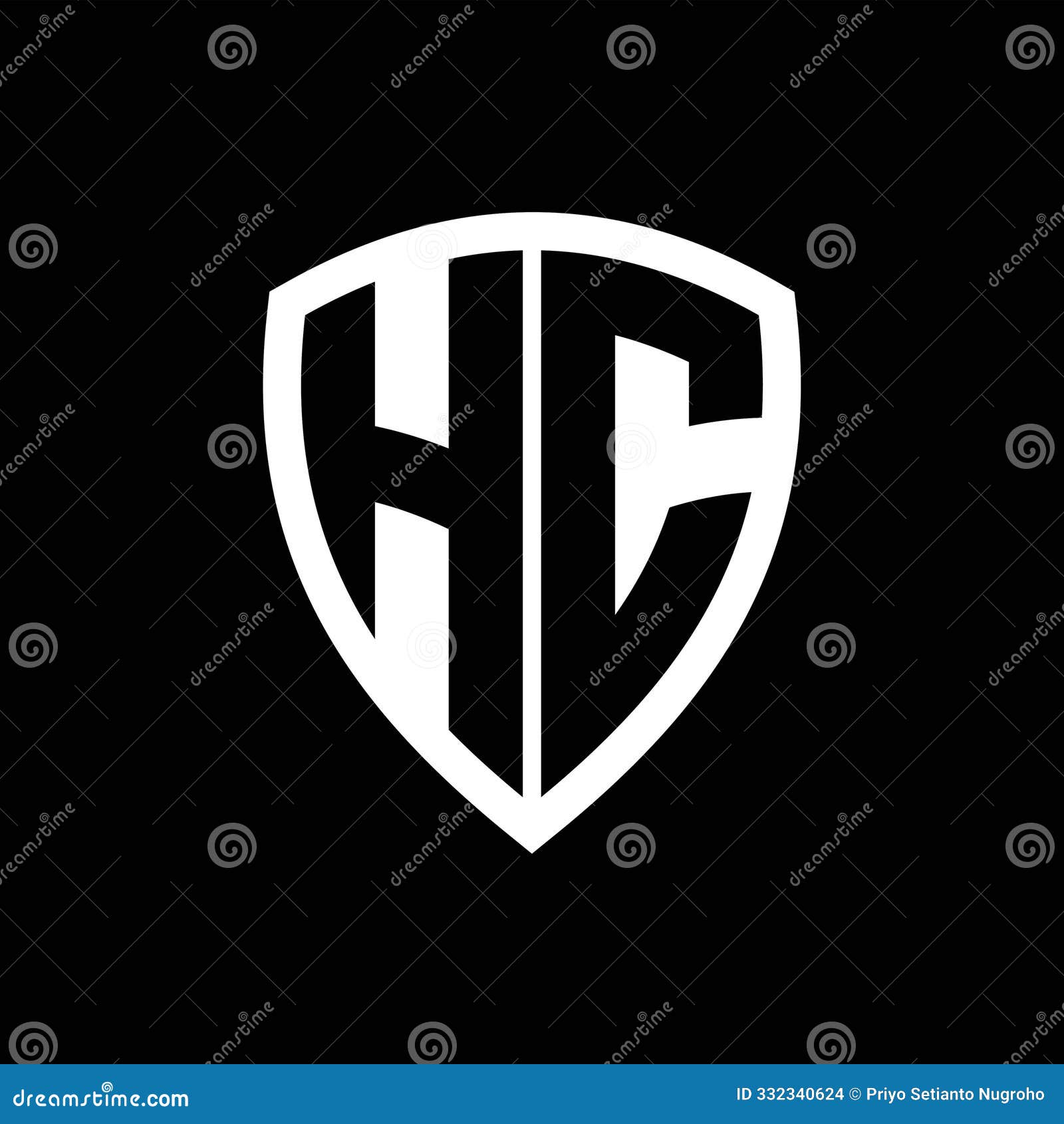 HC Monogram Logo with Bold Letters Shield Shape with Black and White ...