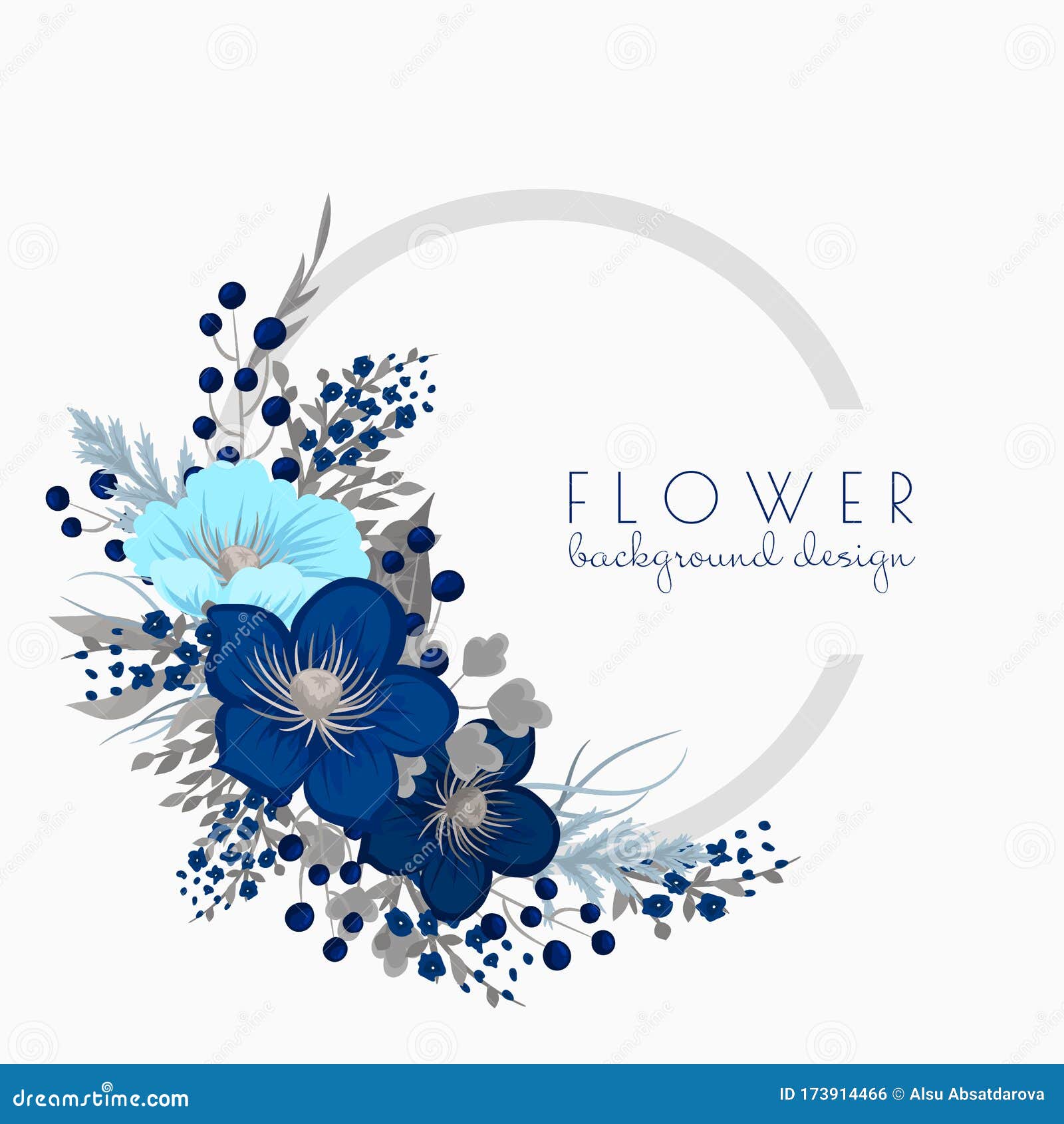 Floral Circle Border - Blue Circle Frame with Flowers Stock ...