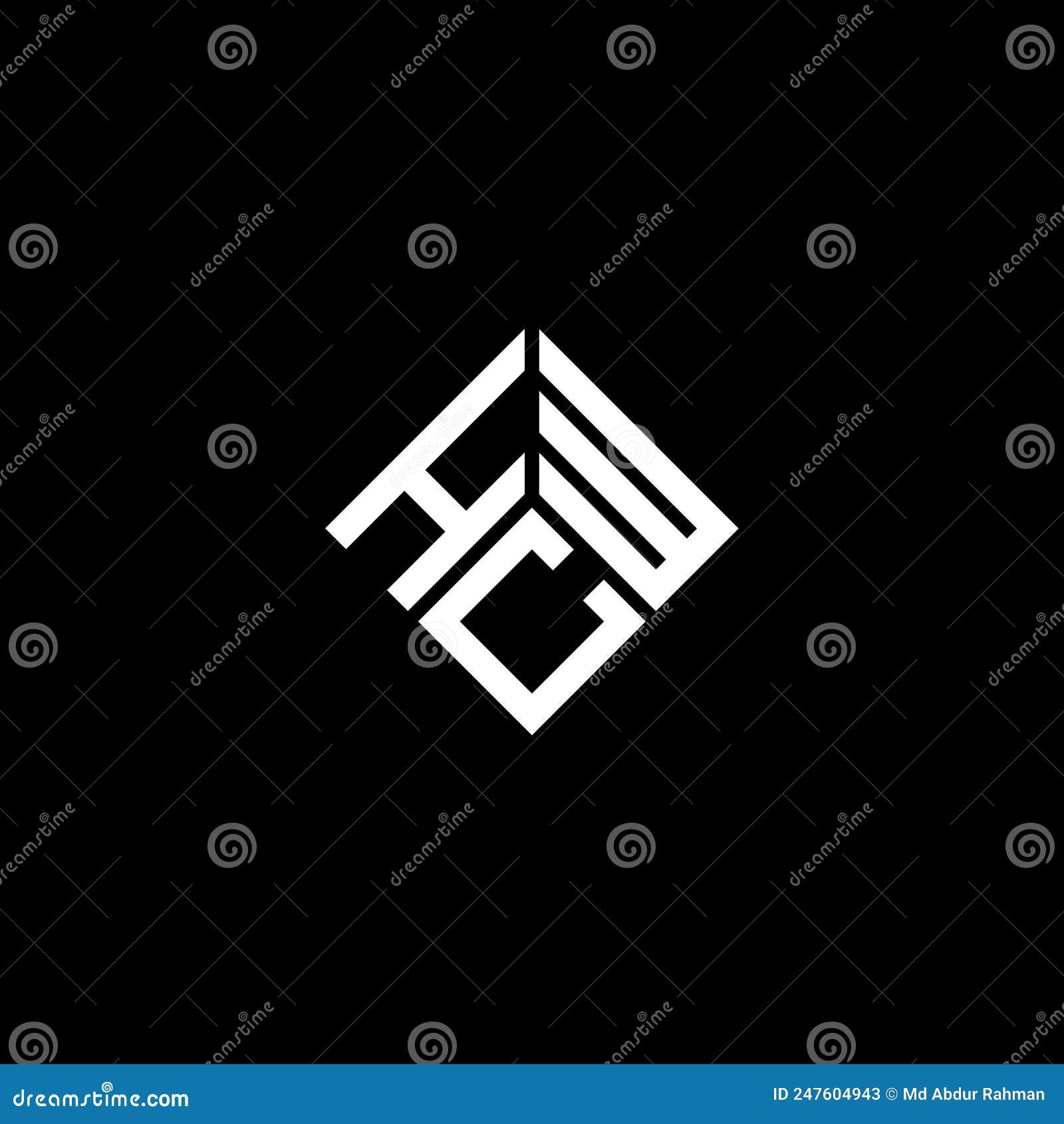 HCW Letter Logo Design on Black Background. HCW Creative Initials ...