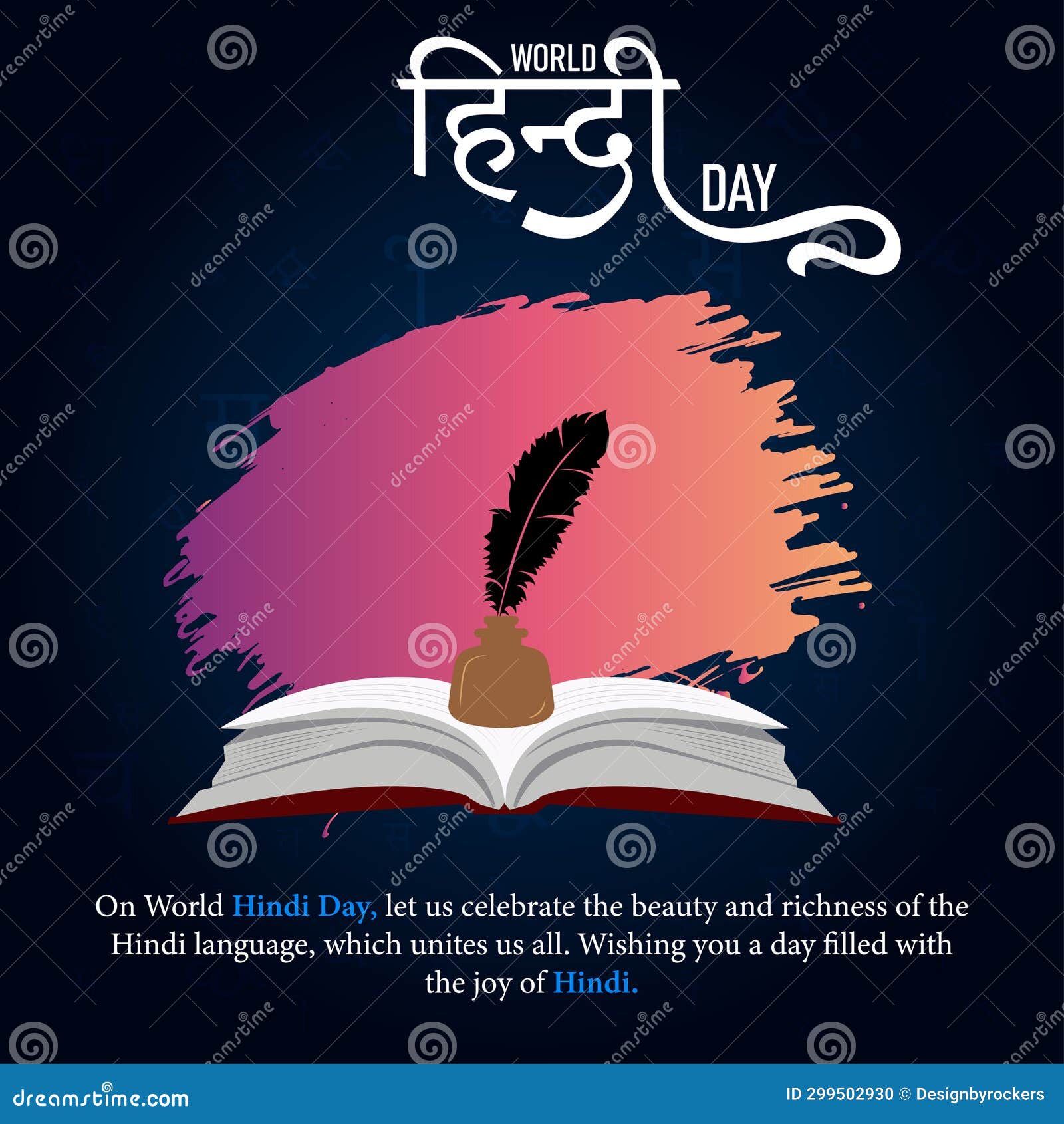 Hindi Diwas Wishes Poster In Elegant Style Design Cartoon Vector ...