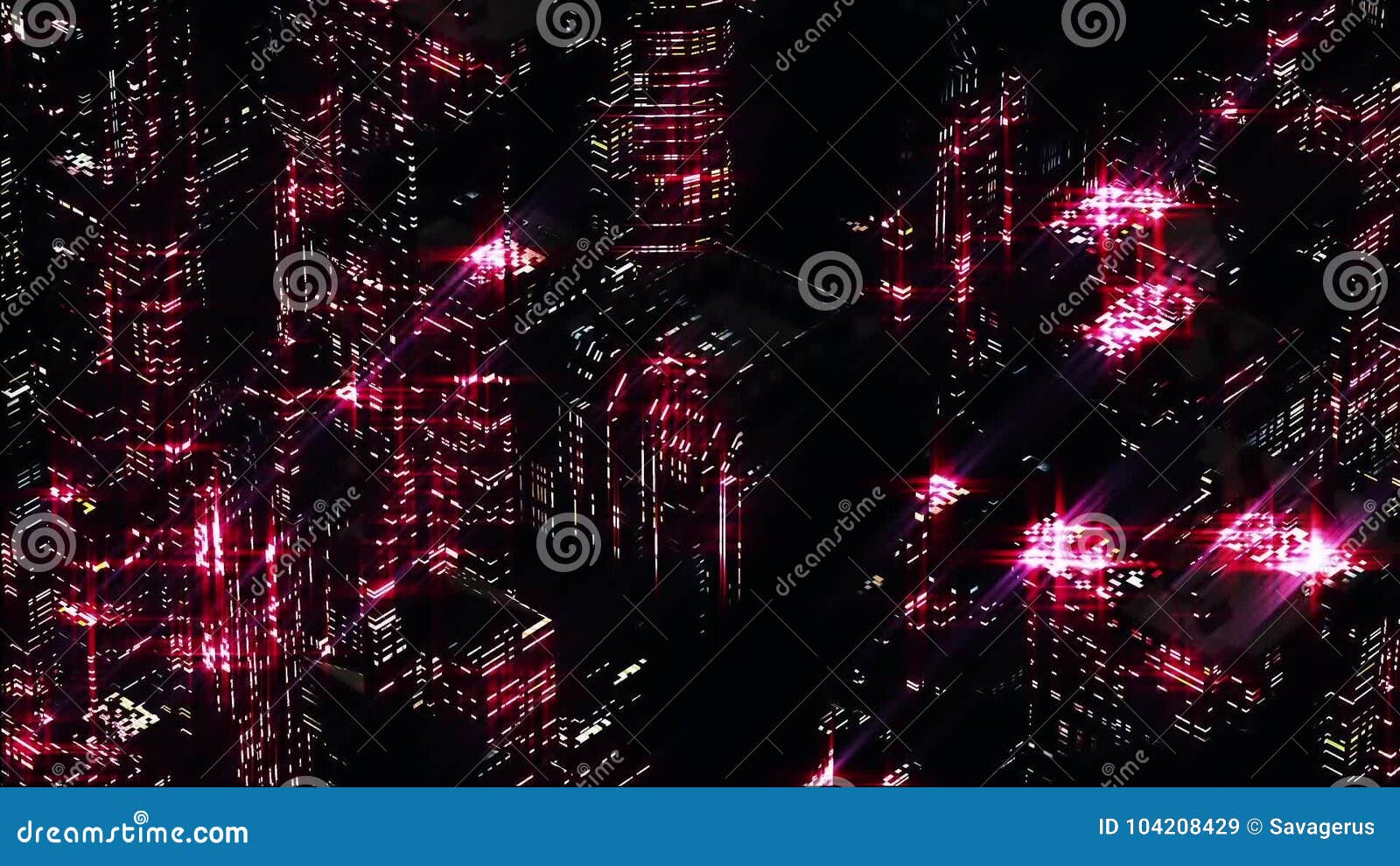Abstract Night Scene of Red Night City. Loopable Stock Video - Video of ...