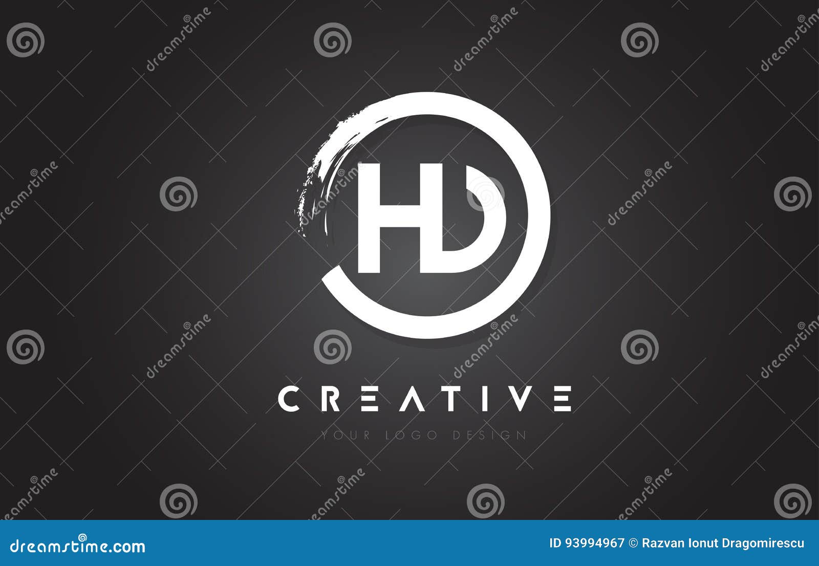 HD Circular Letter Logo with Circle Brush Design and Black Background ...