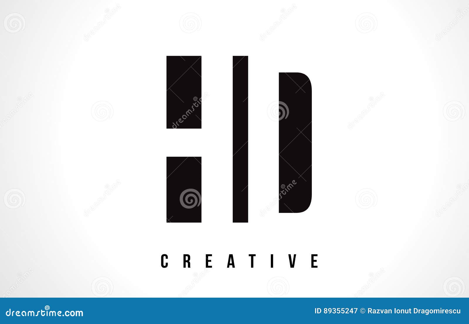 HD H D White Letter Logo Design with Black Square. Stock Vector ...