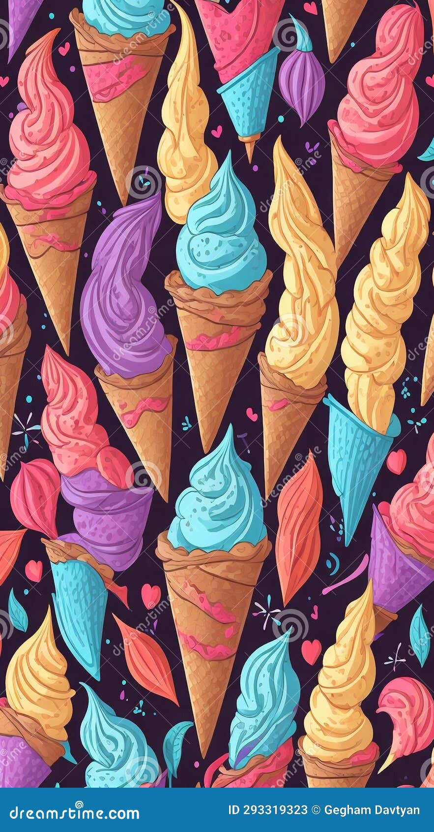 Hd Ice Cream Background, Colored Ice Creams on Abstract Background, Ice ...