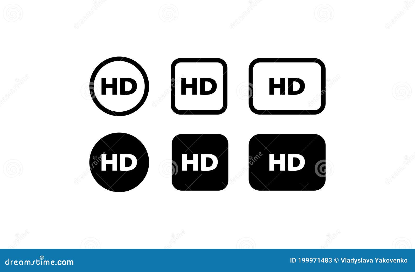 HD Icon Set. HD Flat Button. Video Quality Vector Icons. Vector on ...