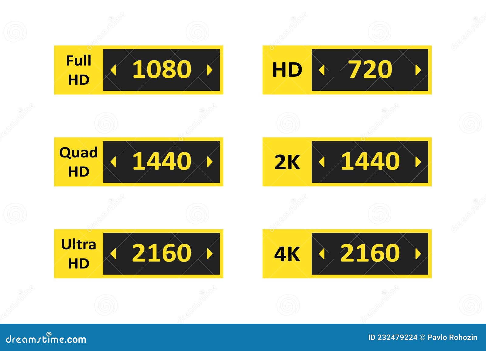 Hd, 2k and 4k Set Icon in Simple Flat. Vector Isolated Illustration ...