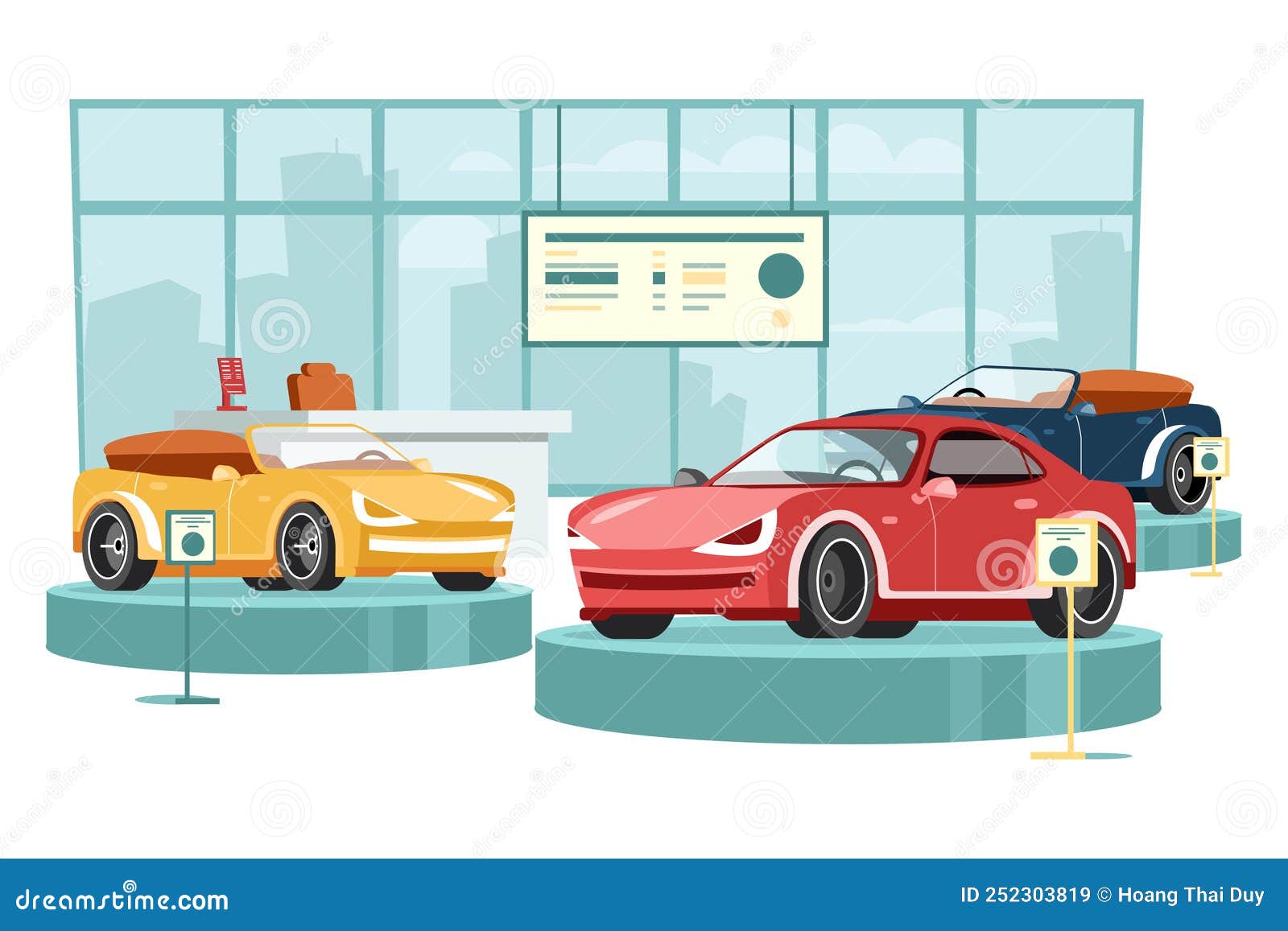 Car Dealership Illustration Concept On White Background Cartoon Vector ...