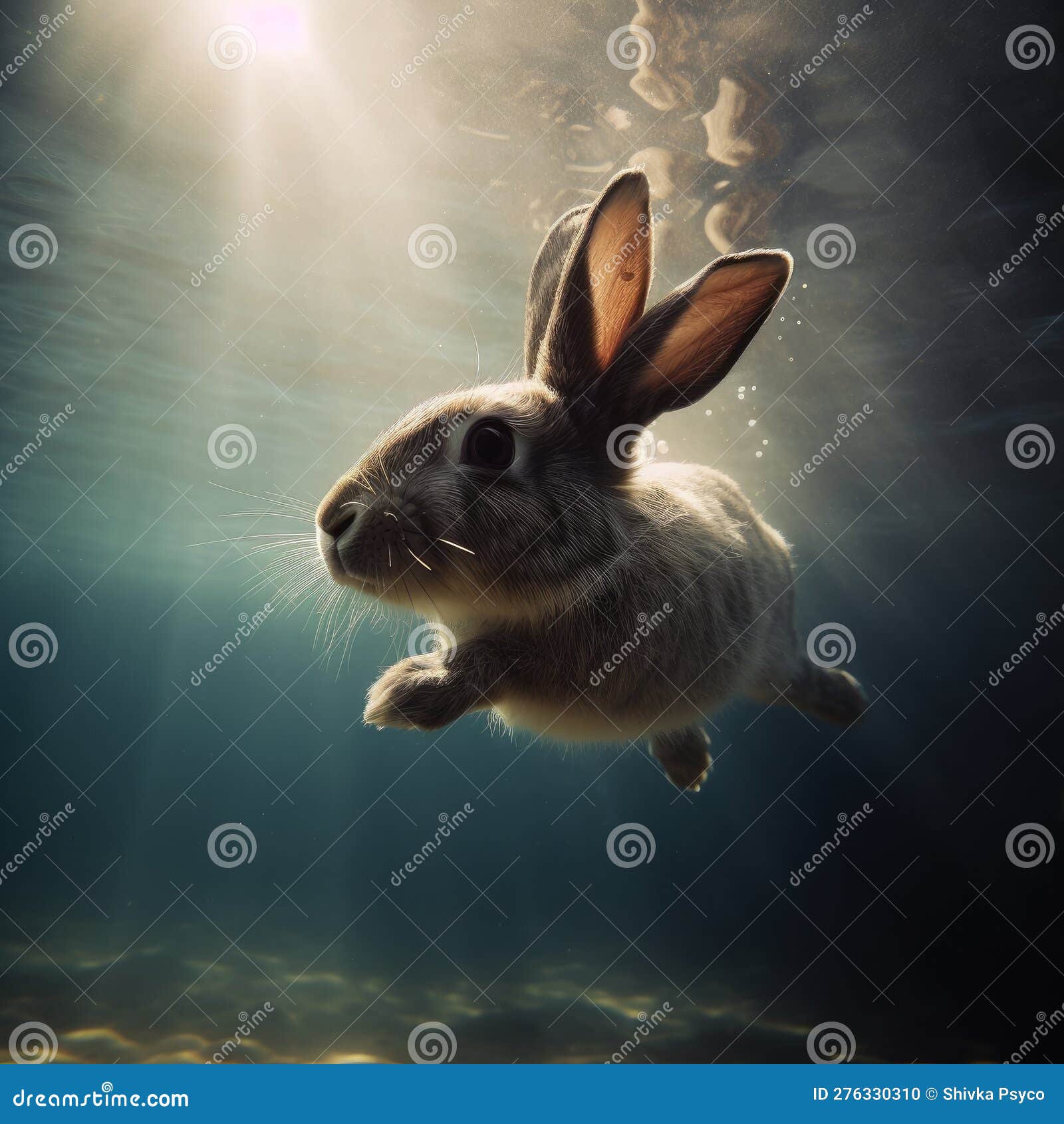 Hd Photo of Rabbit Diving Underwater Generative AI Stock Illustration ...