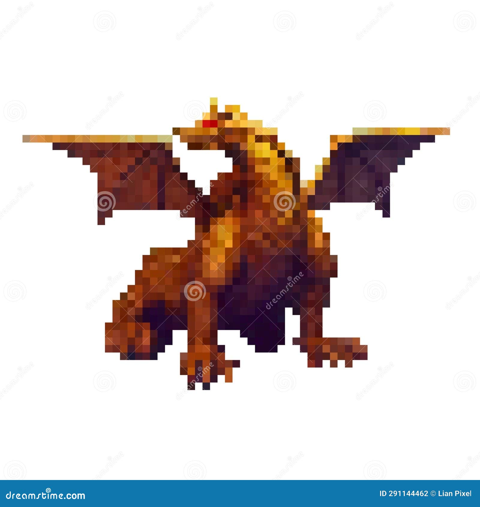 HD Retro Pixel Dragon 64x64 Stock Illustration - Illustration of ...