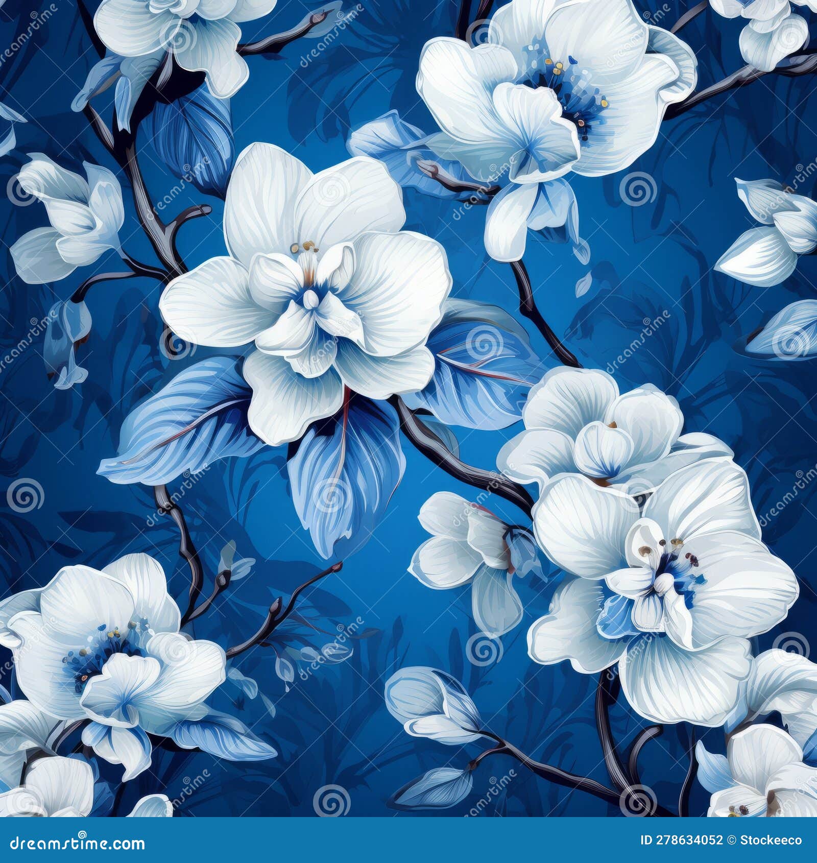 Hd Seamless Wallpaper with Orchid and Sakura Pattern Embellished with ...