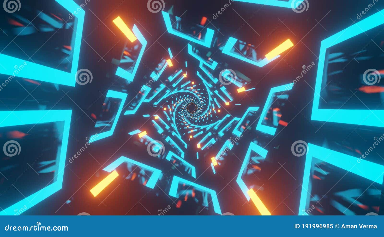 HD Video Abstract Energy Tunnel Looping in Space with Twisting and ...