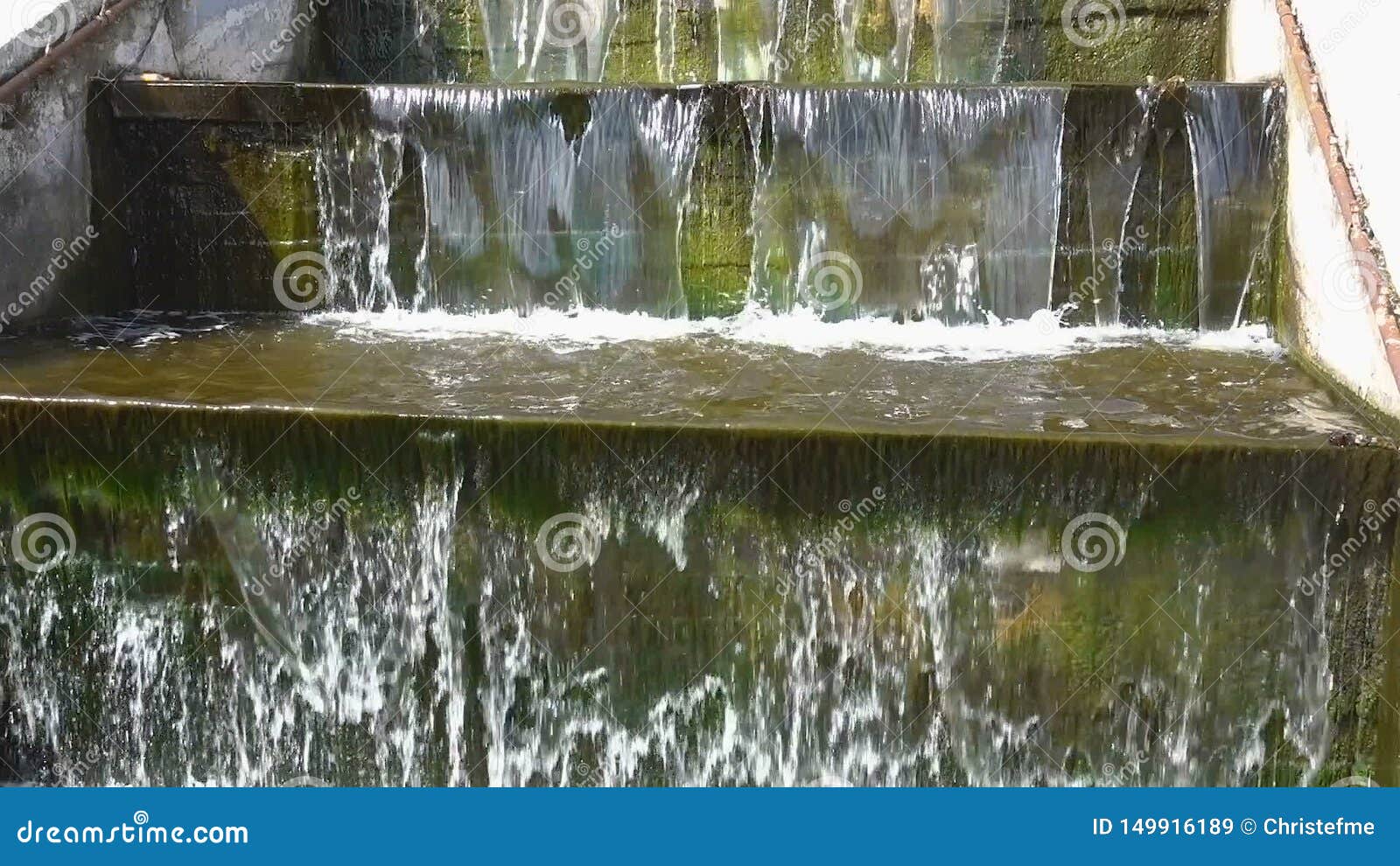 Polluted Artificial Waterfall in the Park Stock Video - Video of empty ...