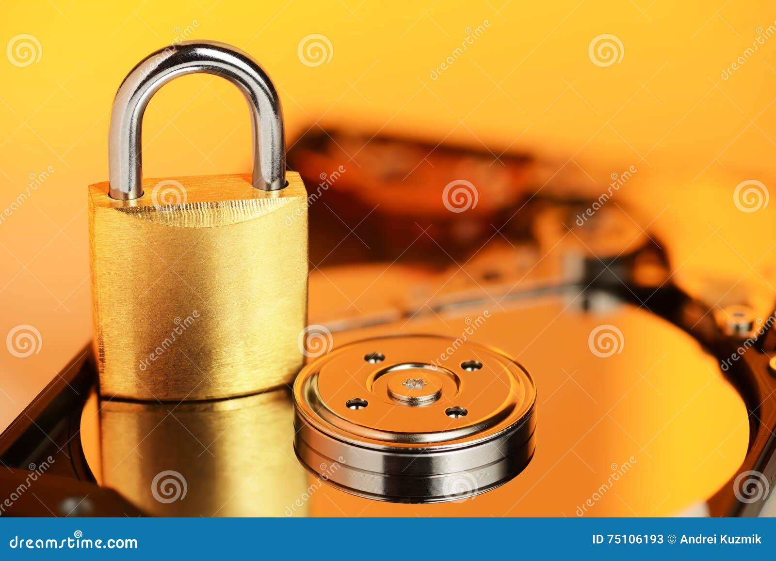 HDD Data Protection Concept Stock Image - Image of padlock, digital ...