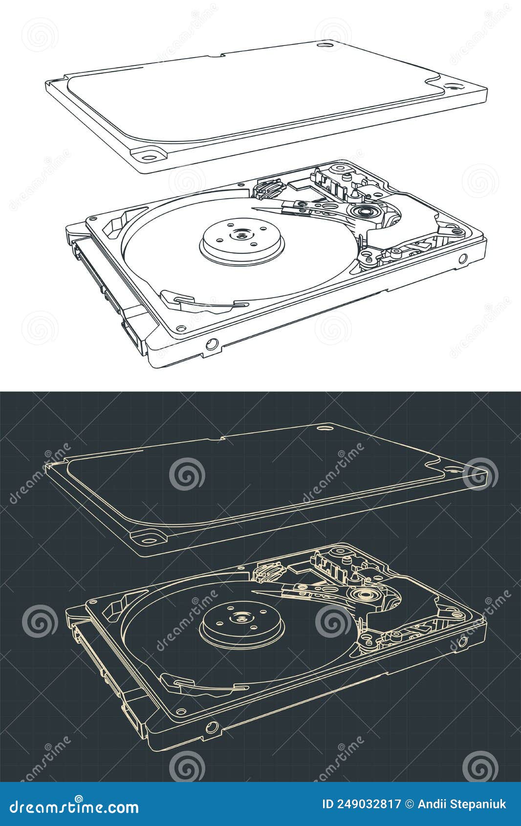 HDD drawings stock vector. Illustration of drive, storage - 249032817